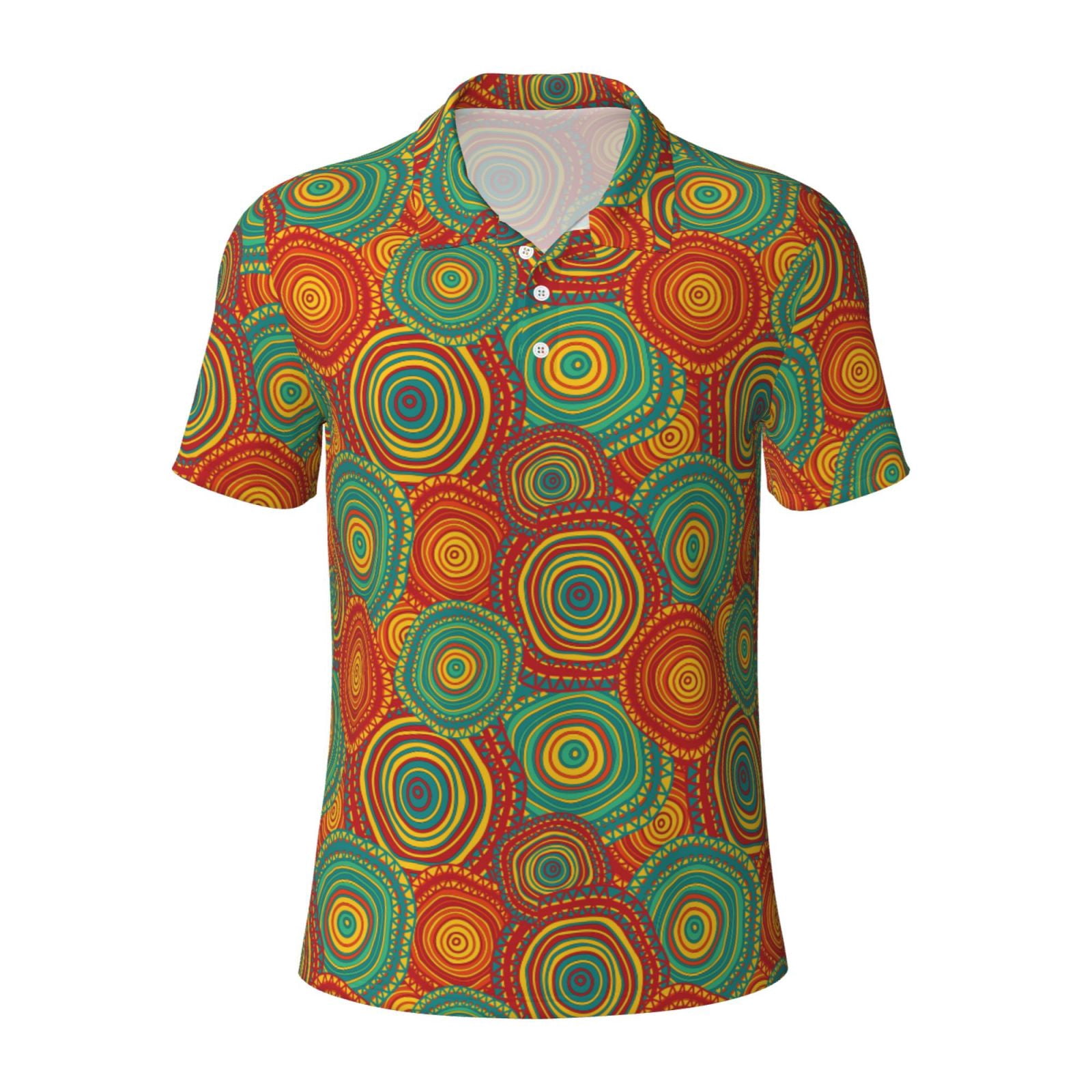 Xecao Abstract Pattern for Mens' Casual Short Sleeve Button-Down Polo ...