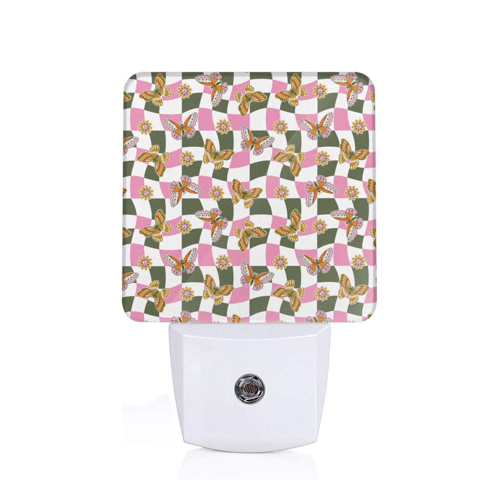 Xecao Abstract Pink Plaid Butterfly for Night Light - a Wall-mounted ...