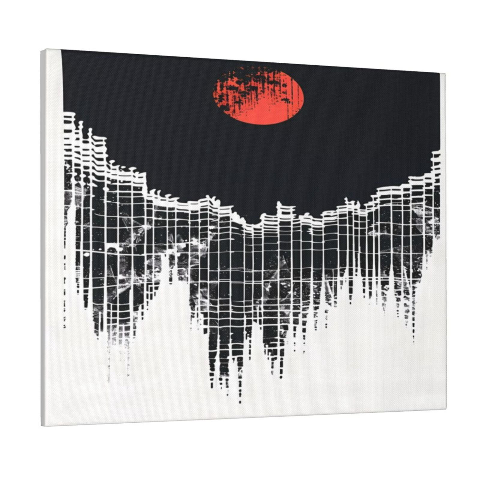 Xecao Abstract Red Sun Design for Waterproof Framed Canvas Art - Modern ...