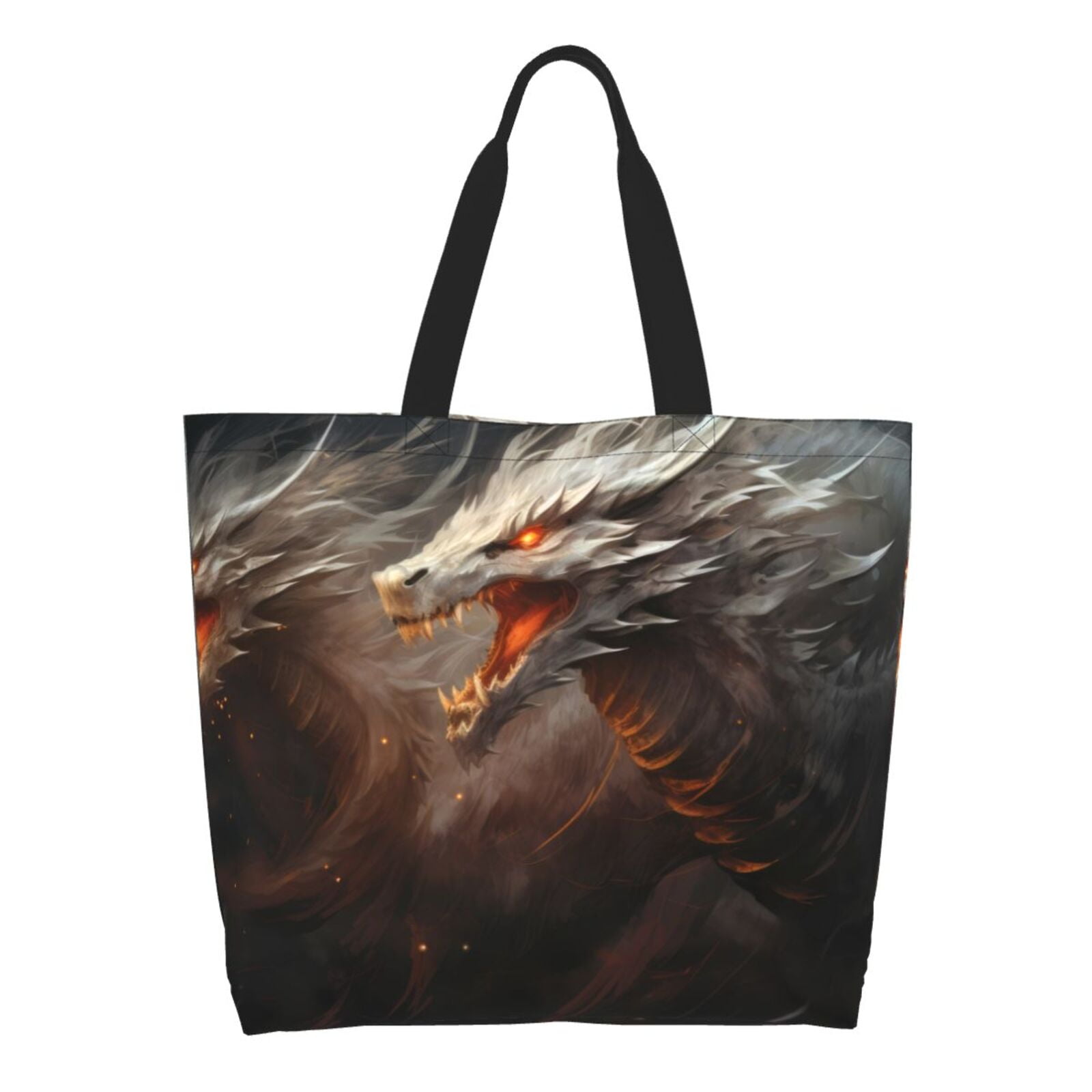 Xecao Abstract White Dragon for Tote Bag for Women, Tote Shoulder Bag with a littlw pocket and ...
