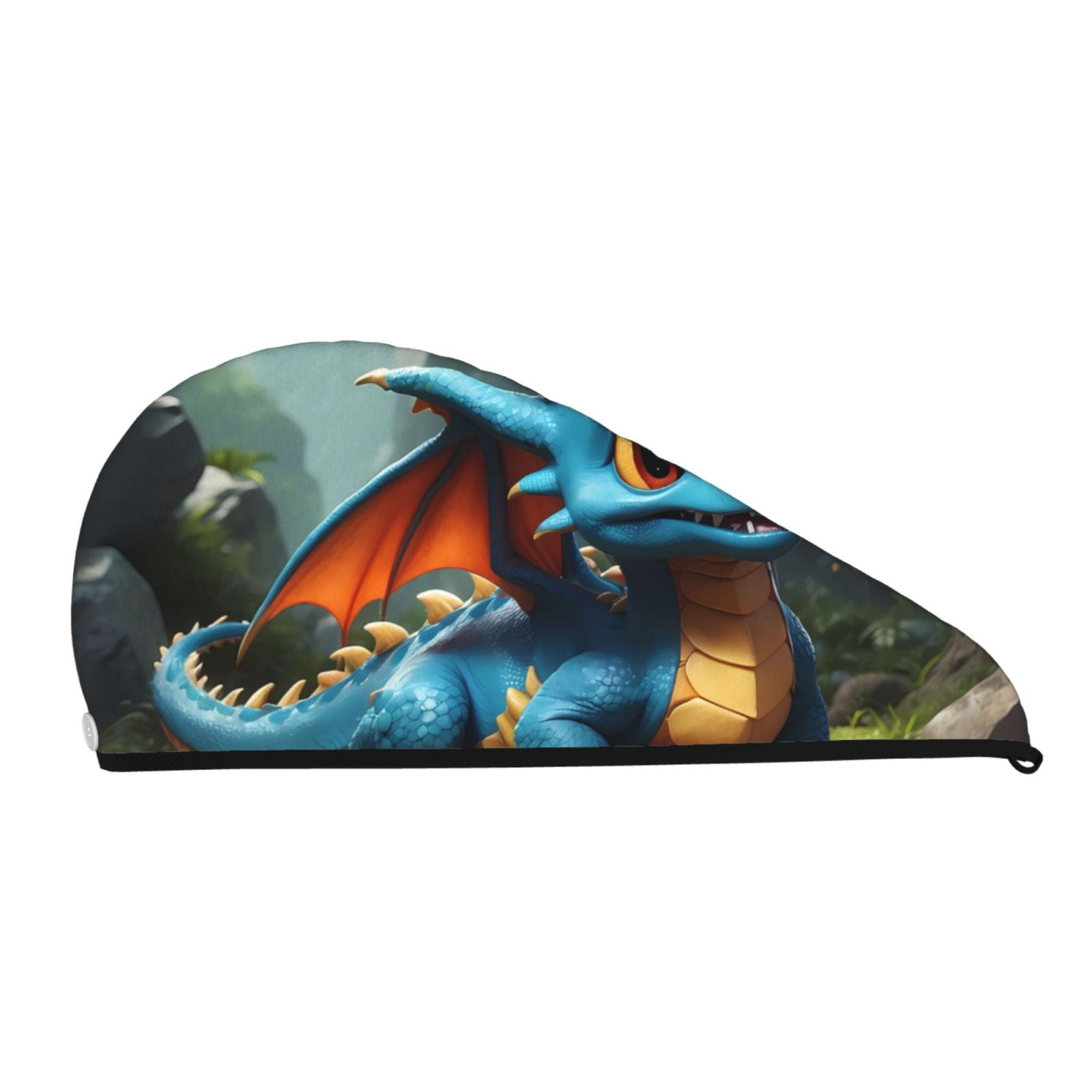 Xecao Adorable Blue Baby Dragon Print Hair Towel, Hair Turbans for Wet ...