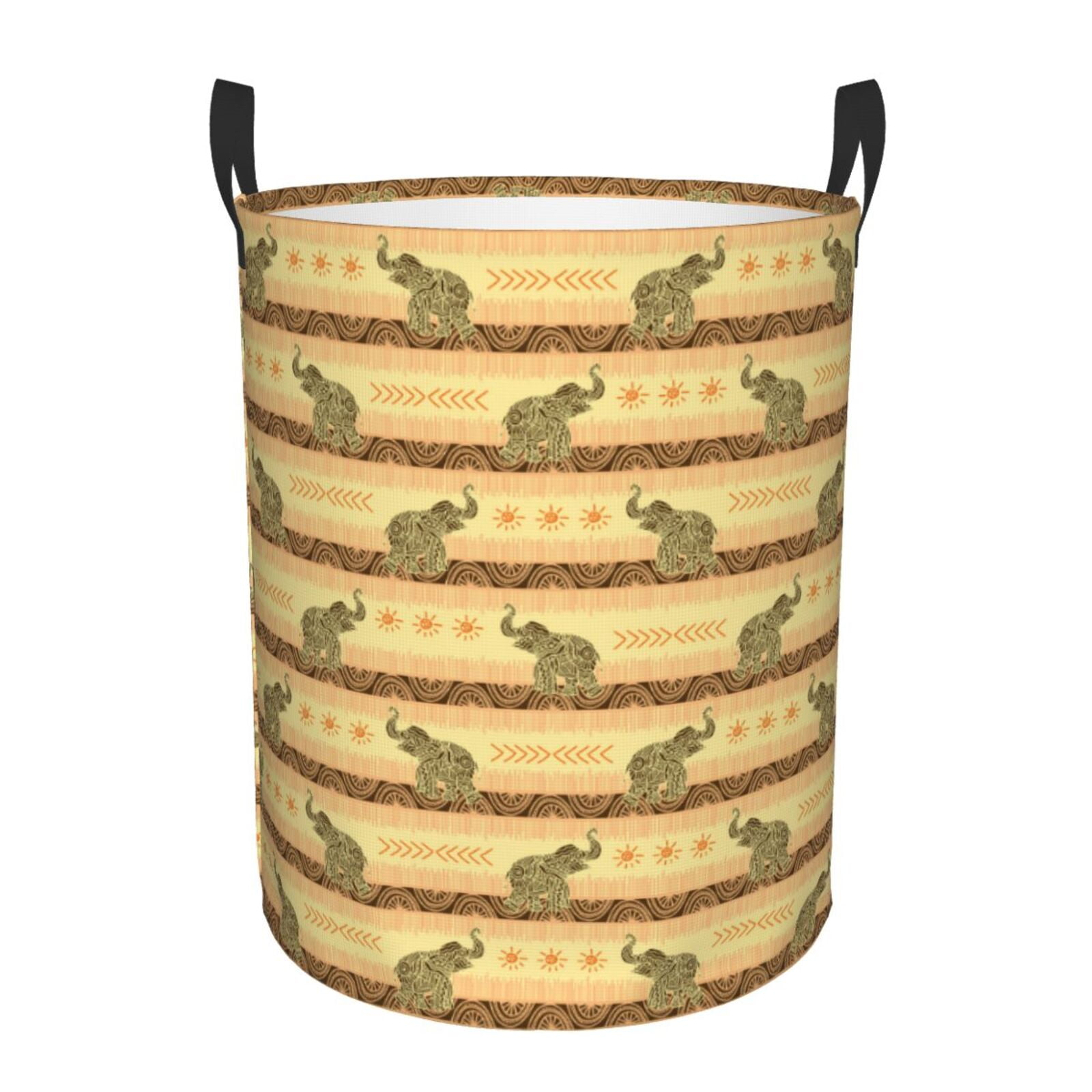 Xecao African tribal elephant Print Laundry Hamper Basket,designed for ...