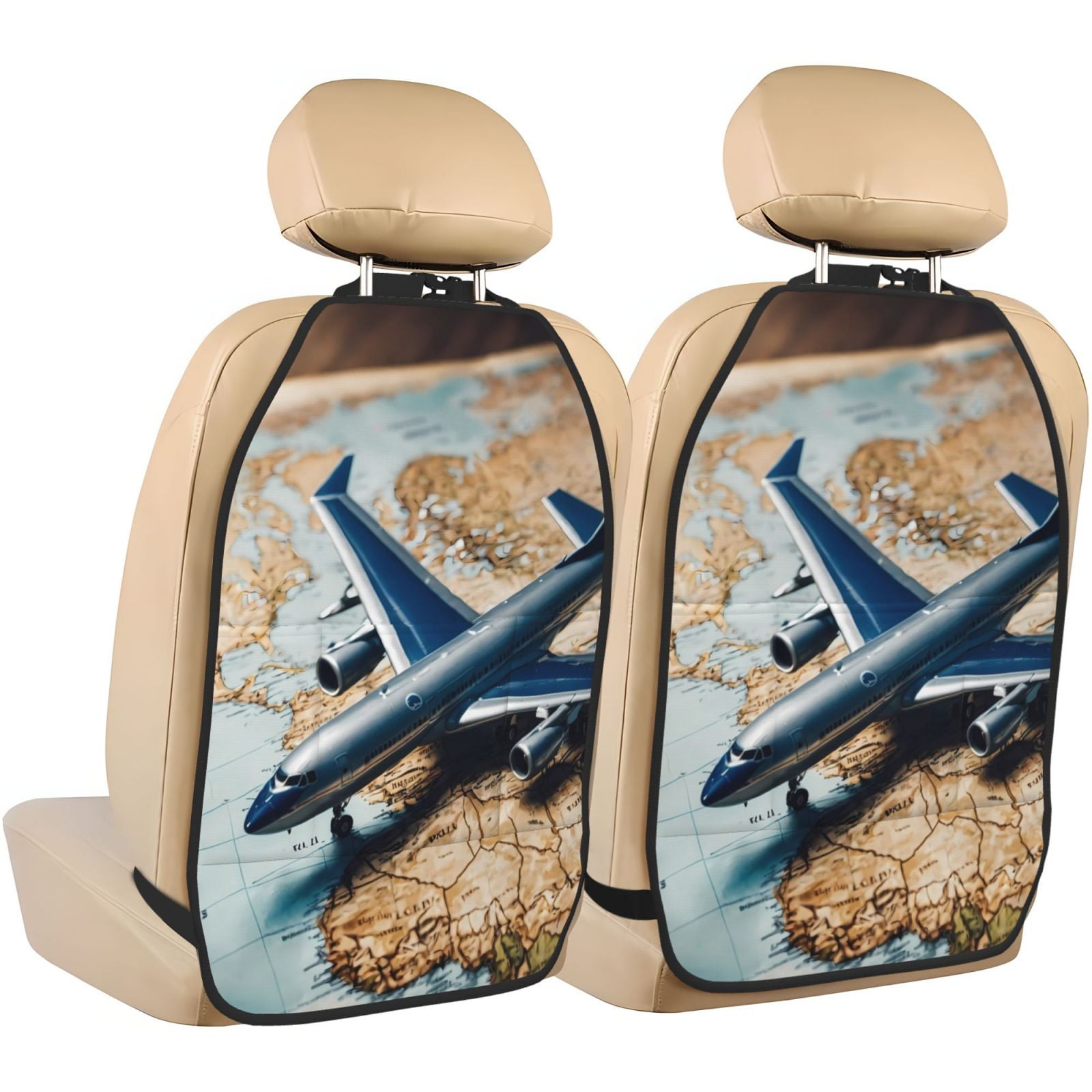 Xecao Airplane World Map Adventure Pattern Car Seat Back Protector 2 ...