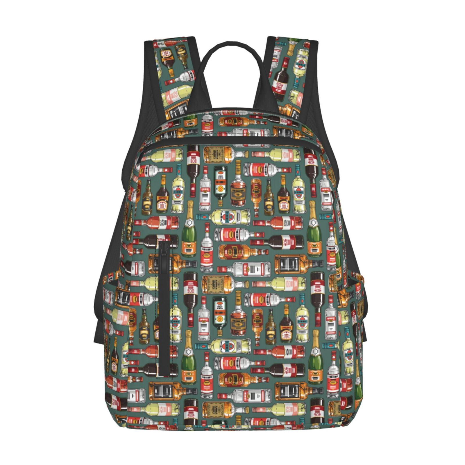 Xecao Alcohol Bottles print Backpack For women men Aesthetic ...