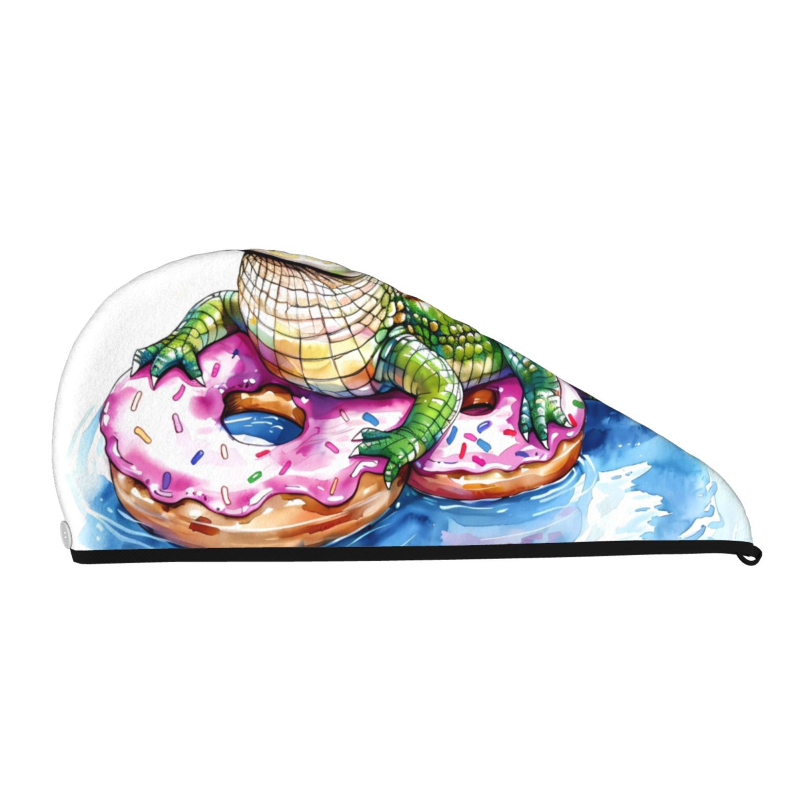 Xecao Alligator Donut Pool Float Print Hair Towel, Hair Turbans for Wet ...