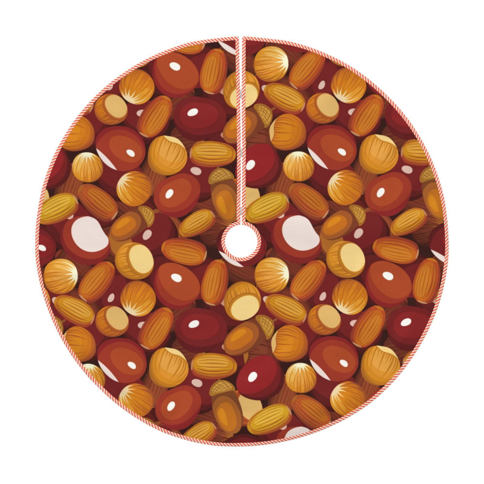 Xecao Almond Nuts Pattern Christmas Tree Skirt Holiday Part Decorations ...