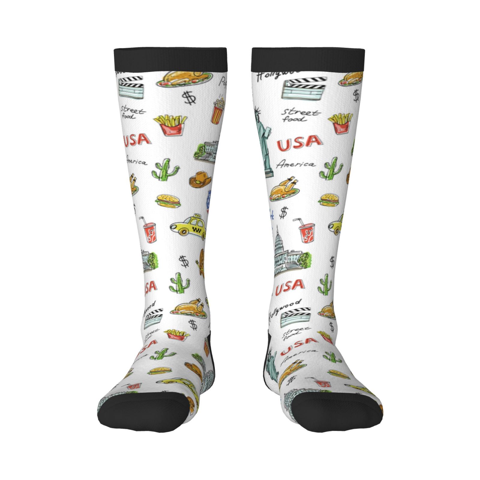 Xecao America Landmarks print thigh-high socks, crafted for both men ...