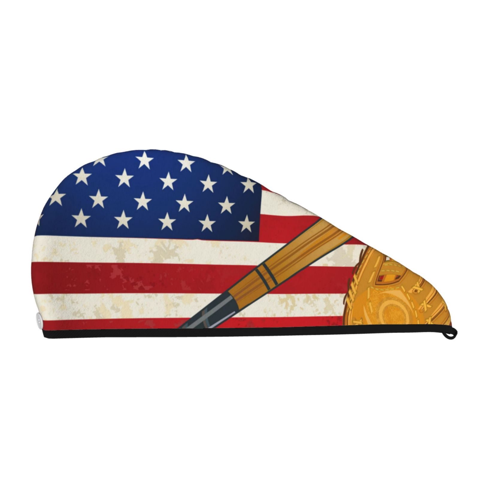 Xecao American Flag And Baseball Print Hair Towel, Hair Turbans for Wet ...
