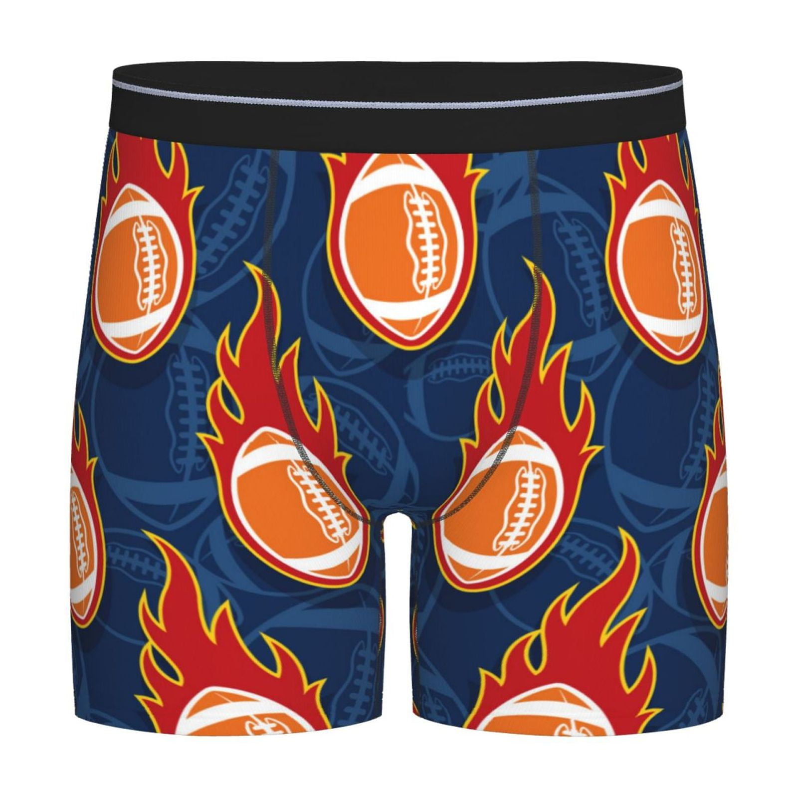 Xecao American Football and Fire Flames Print Boxer Briefs for Men's ...