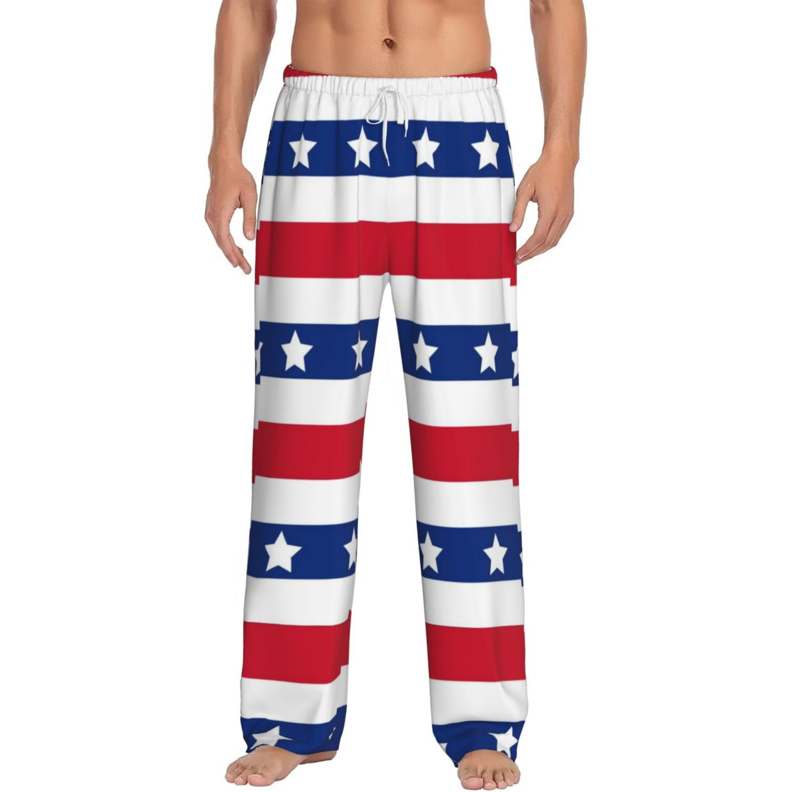Xecao American Patriotic Stars And Stripes Men's Straight Lounge Pajama ...