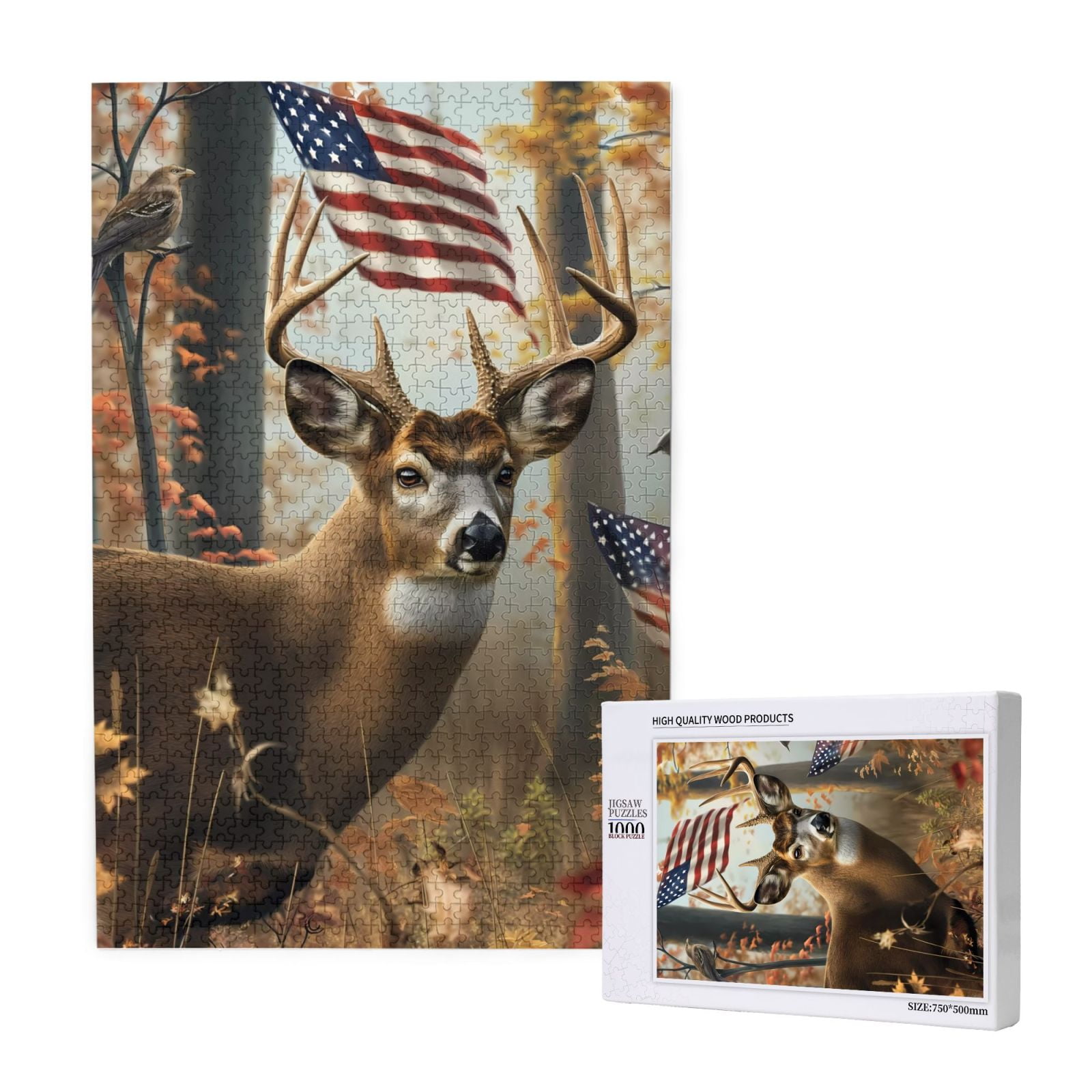 Xecao American Wildlife Deer Forest Pattern 1000 Piece Puzzles , Jigsaw ...