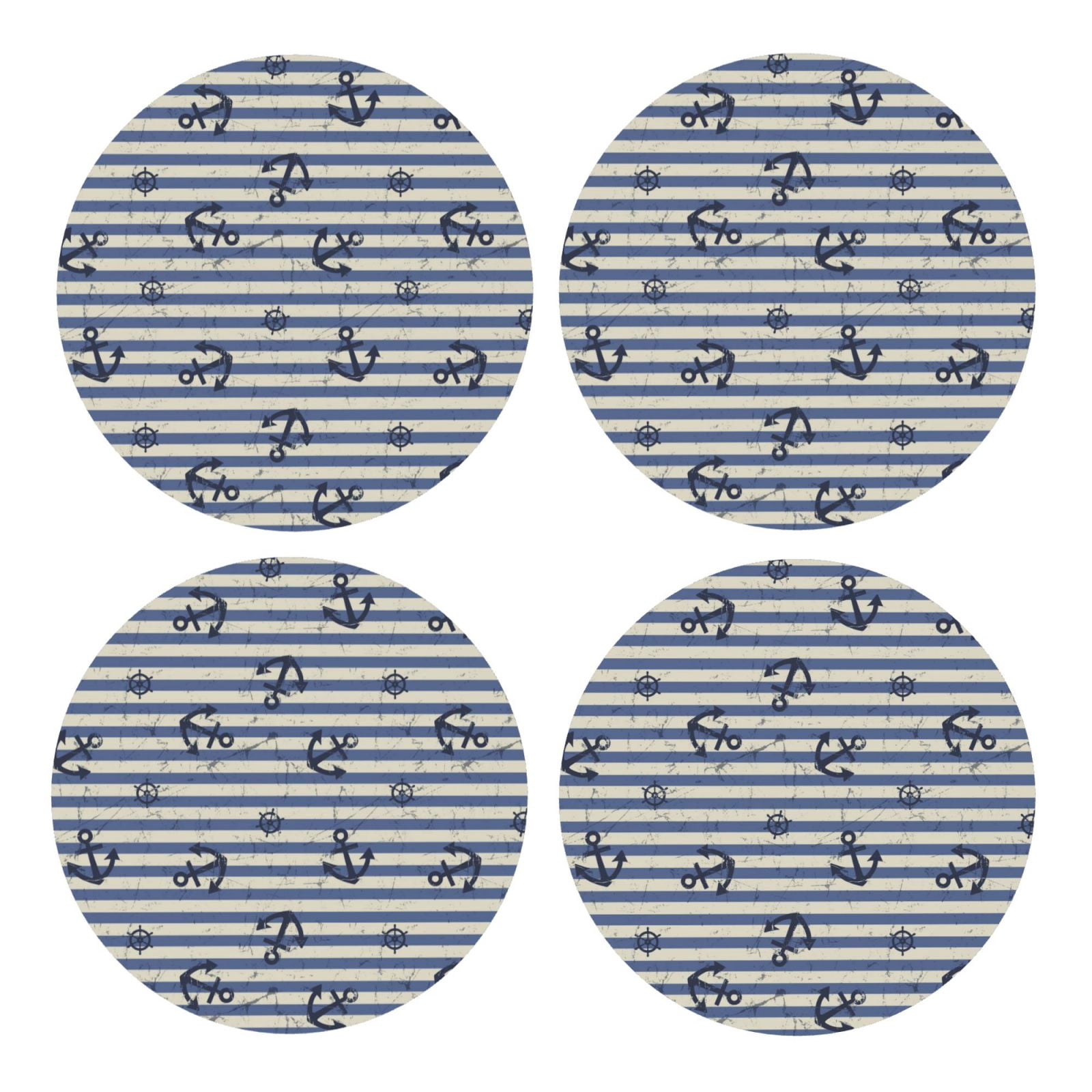 Xecao Anchors And Steering Wheel for MDF Cork Coaster 4 Pcs,Drink ...