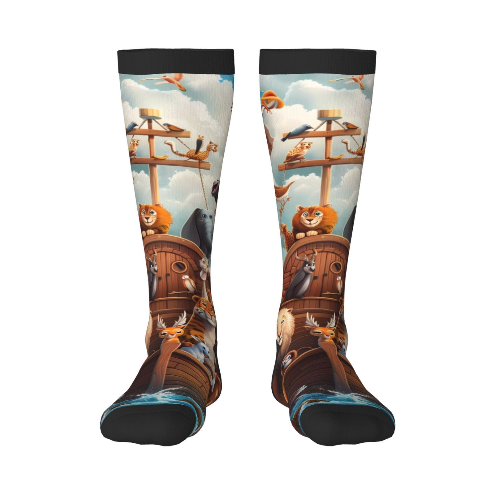Xecao Animal Filled Noahs Ark Print Compression Socks for Both Men And ...