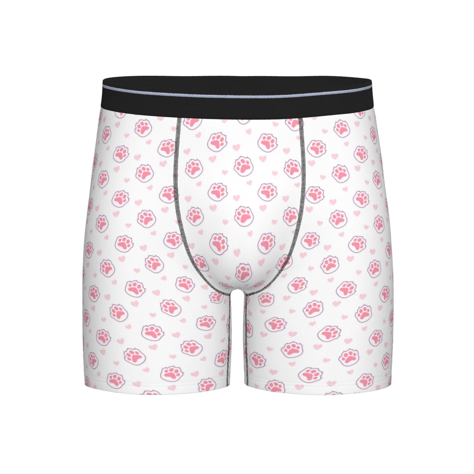Xecao Animal Pink Color Paw Print Boxer Briefs for Men's Stretch ...