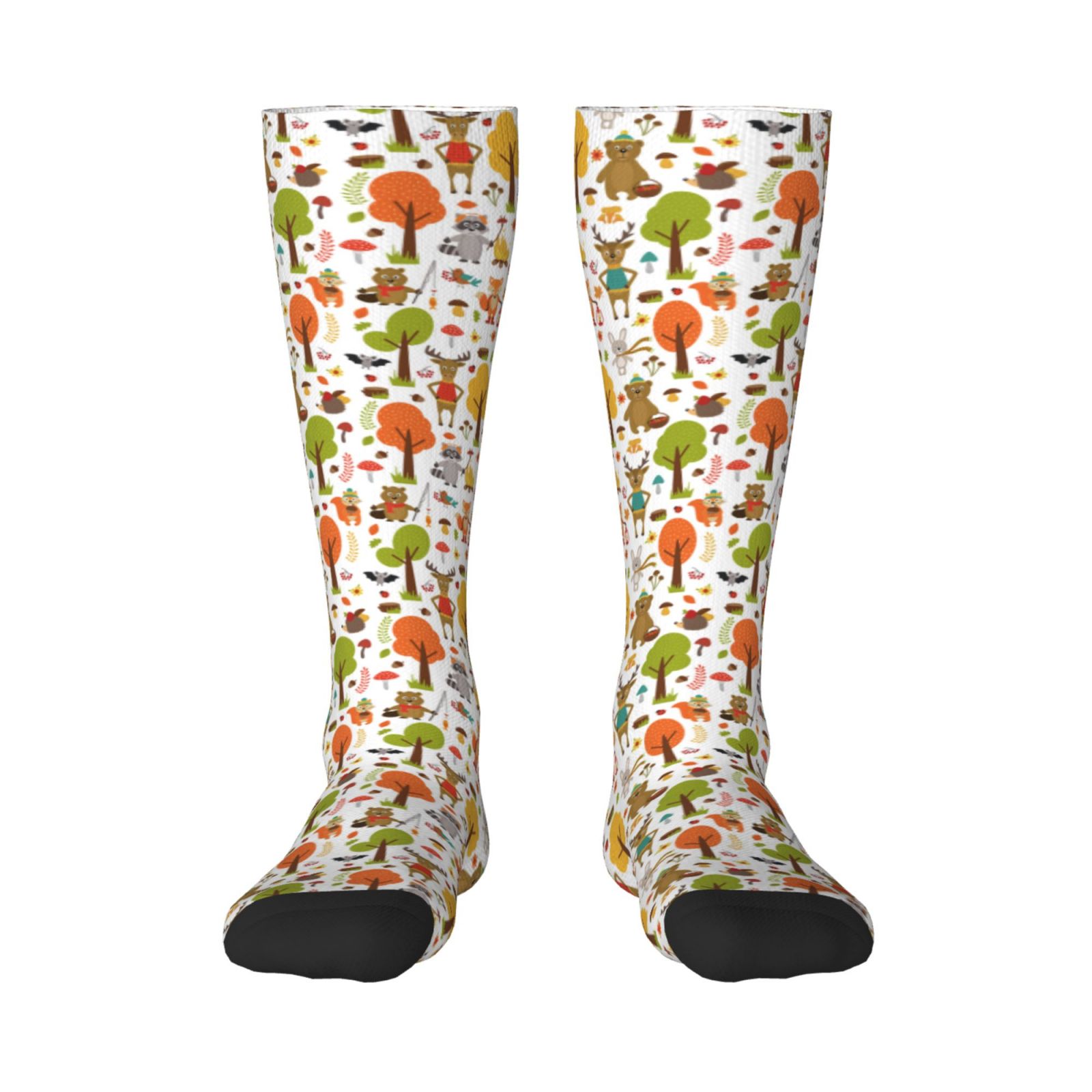 Xecao Animals Forest print thigh-high socks, crafted for both men and ...