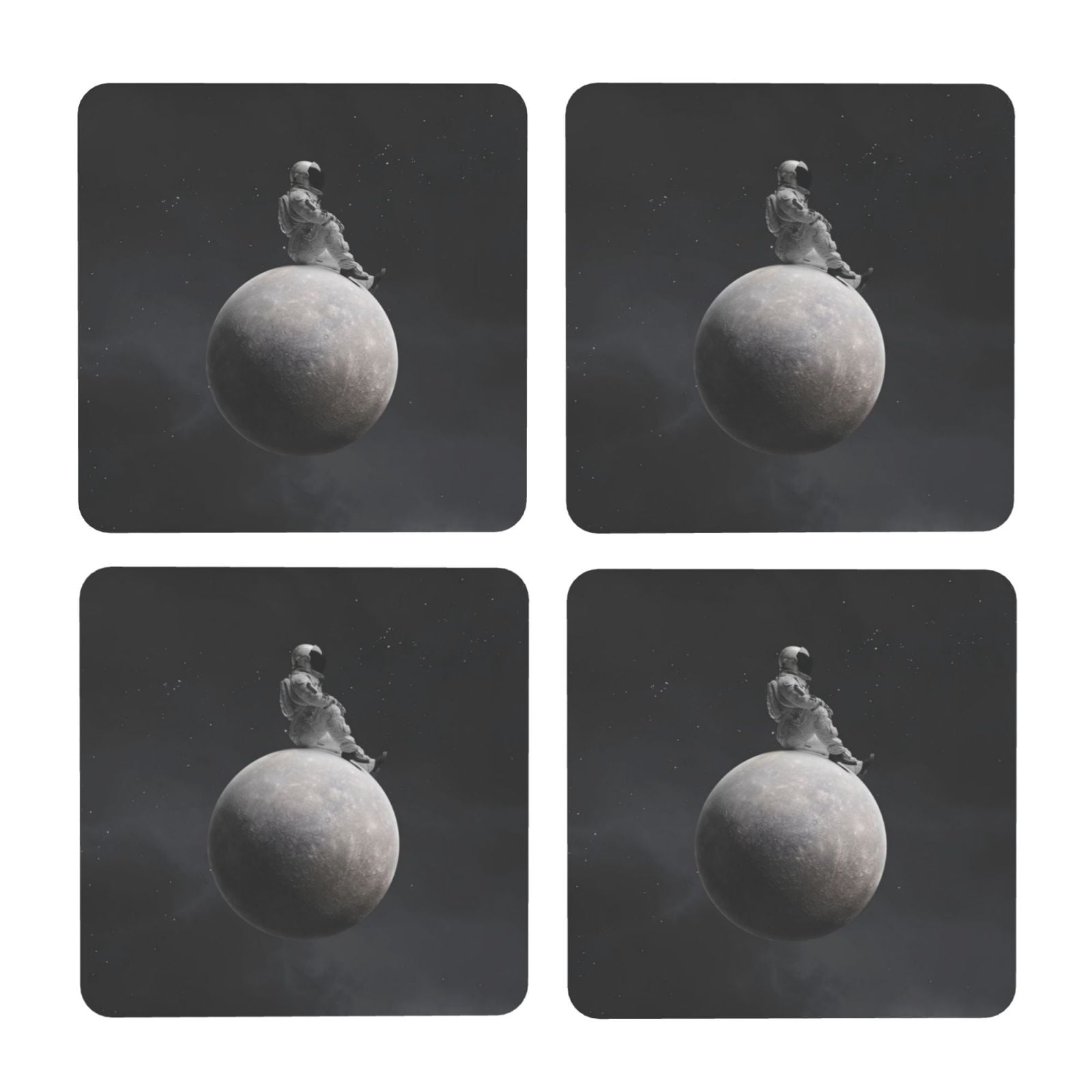 Xecao Astronaut Sitting On Mercury Planet for MDF Cork Coaster 4 Pcs ...