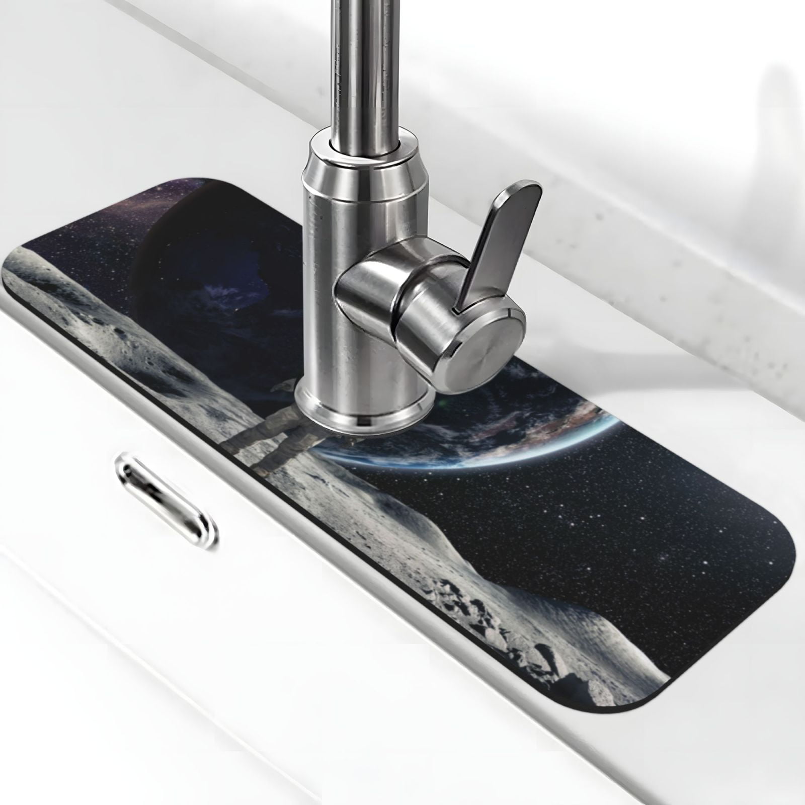 Xecao Astronaut Standing In The Moon for Kitchen Sink Splash Guard ...