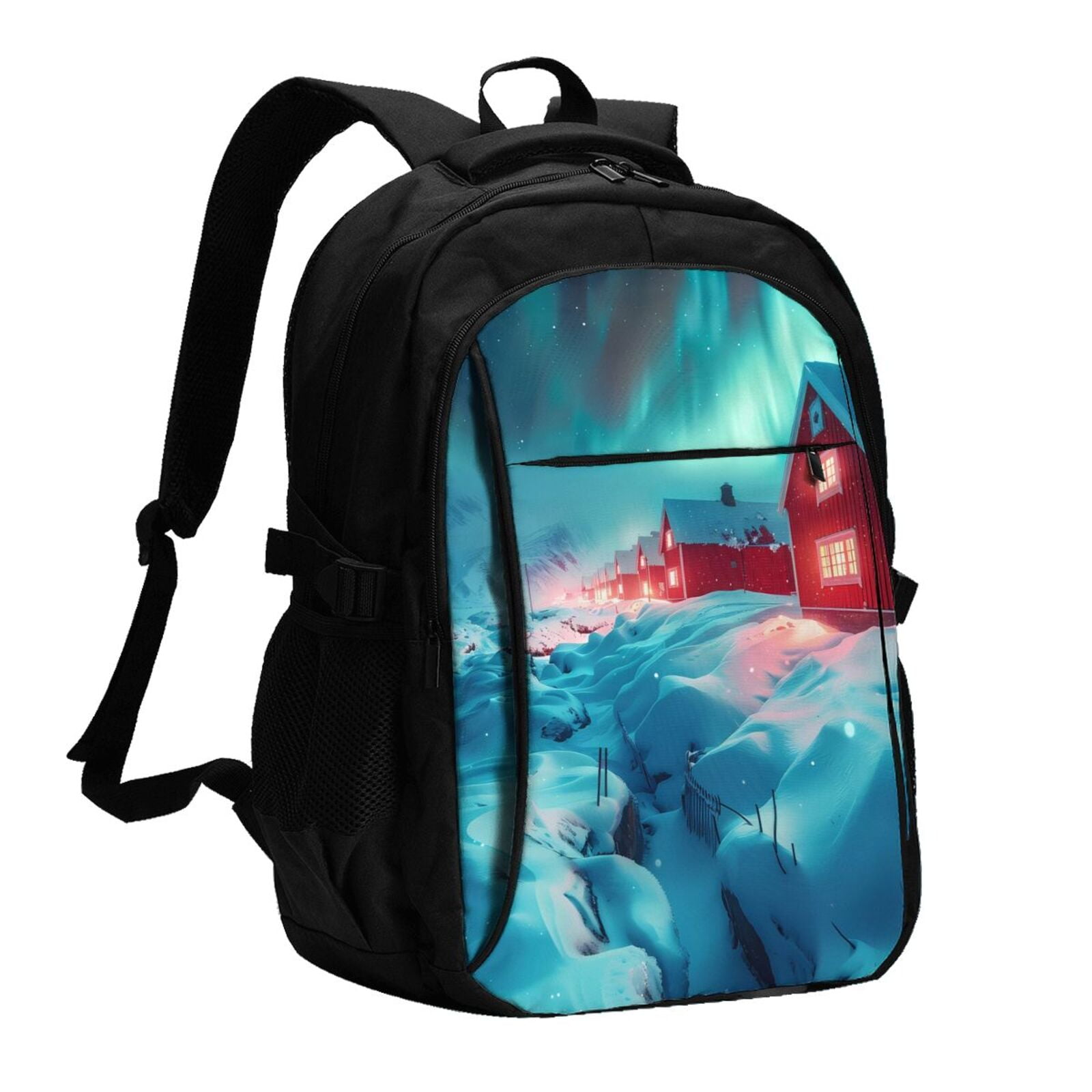 Xecao Aurora Borealis Village for Travel Laptop Backpack, USB-Charging ...