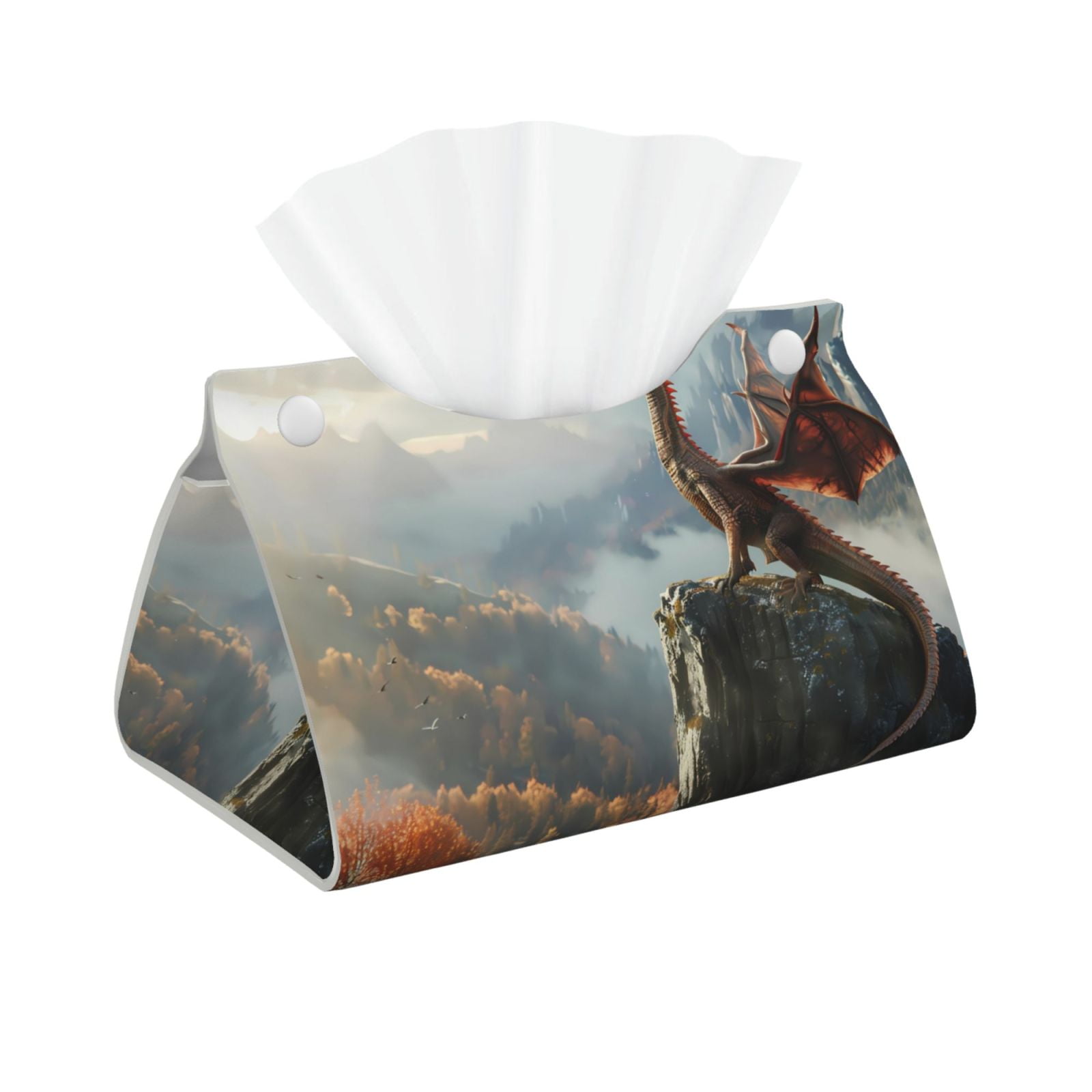 Xecao Autumn Dragon Mountain View Print Tissue Box Cover,Modern PVC ...