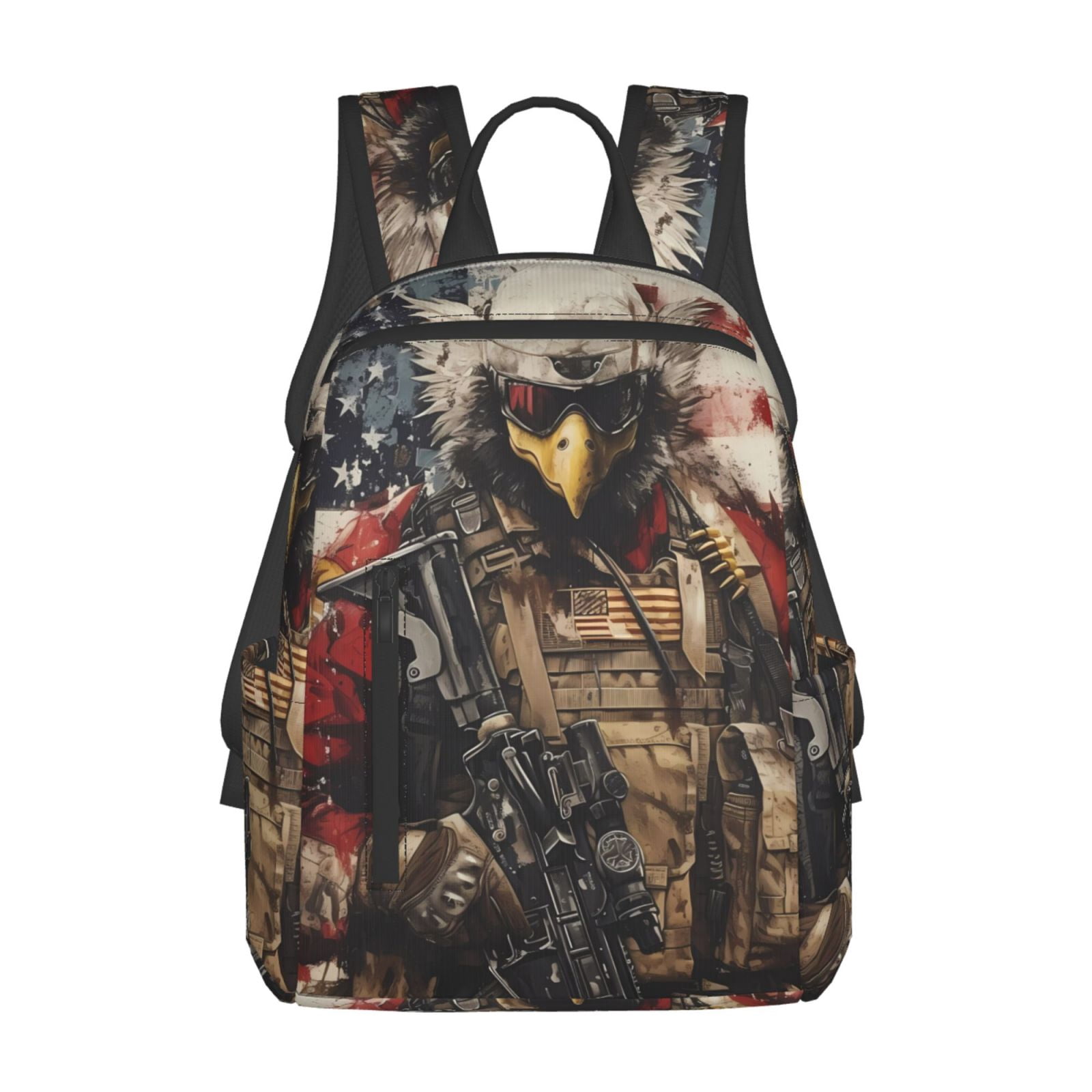 Xecao Bald Eagle Soldier print Backpack For women men Aesthetic ...