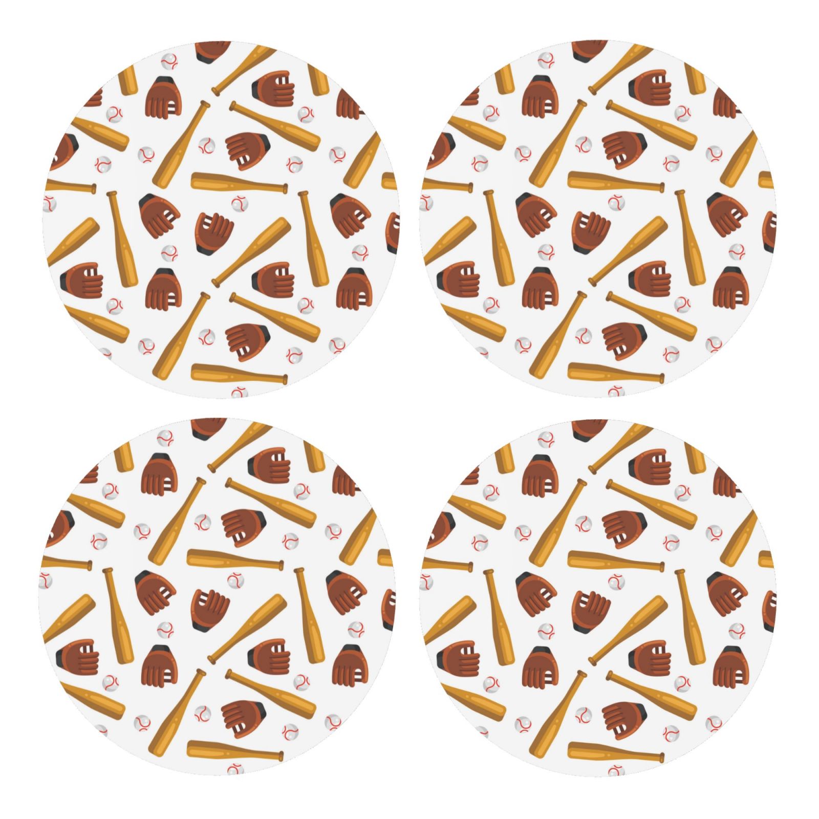 Xecao Baseball Sport for MDF Cork Coaster 4 Pcs,Drink Coasters,Suit for ...