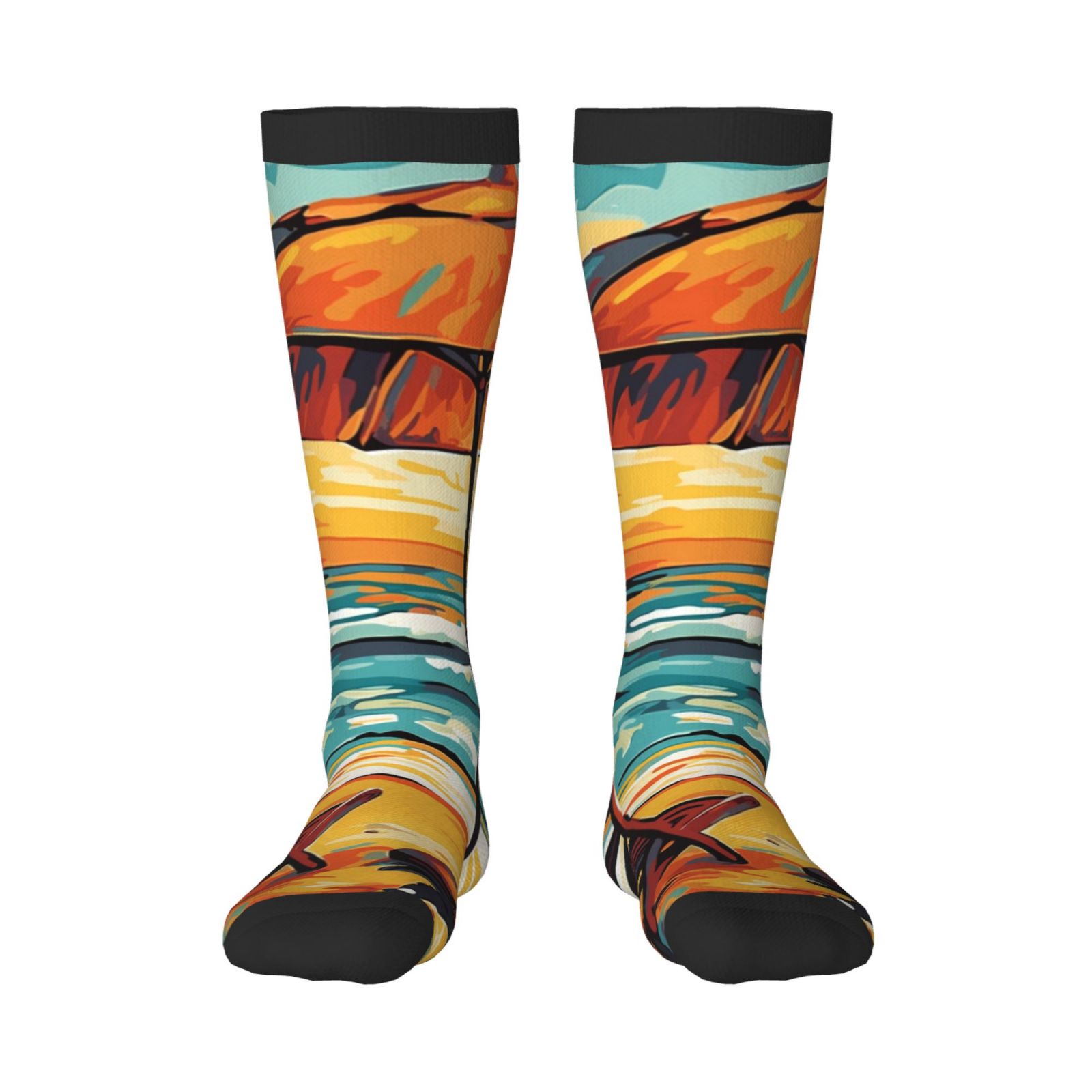 Xecao Beach Umbrella Sunset Print Compression Socks for Both Men And ...