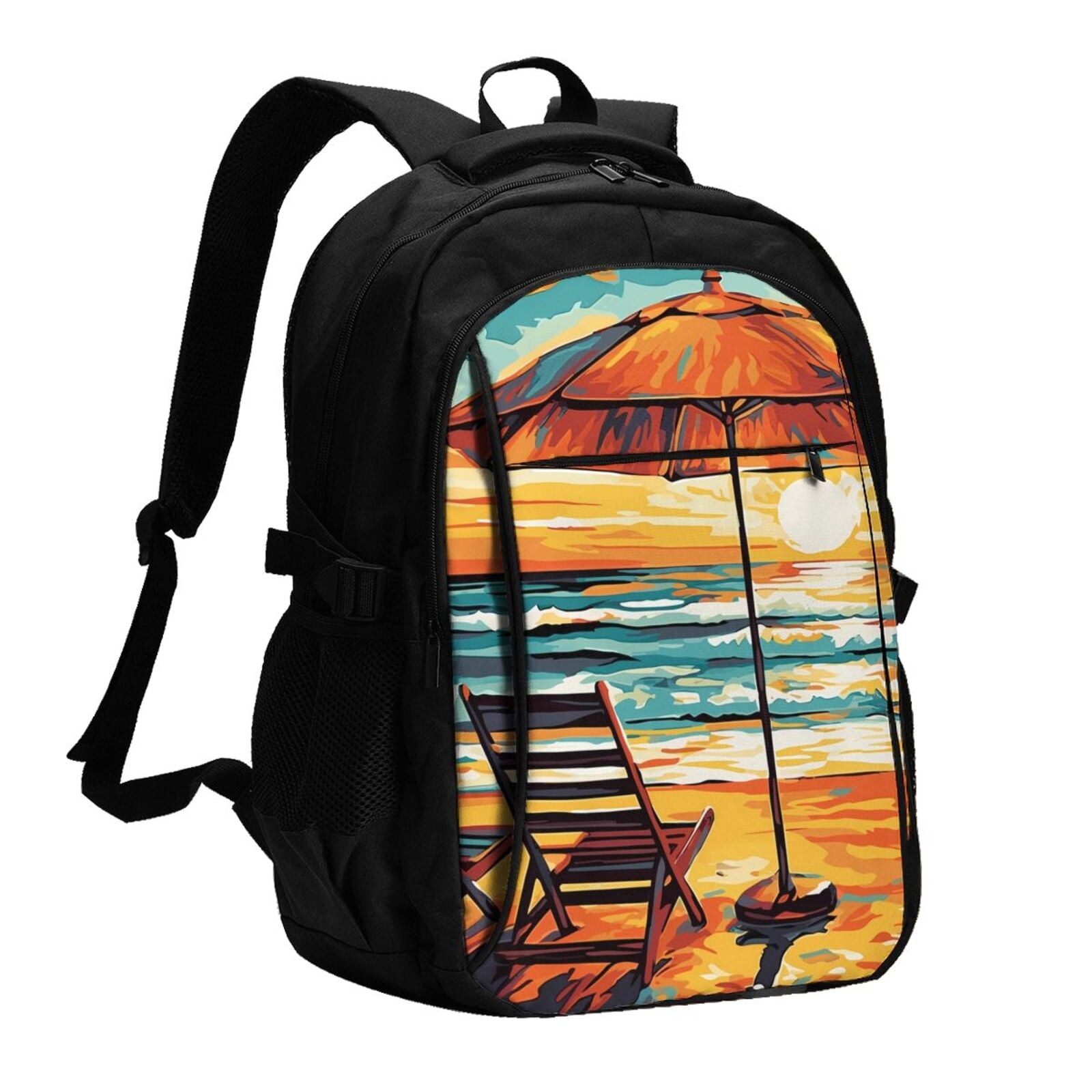 Xecao Beach Umbrella Sunset for Travel Laptop Backpack, USB-Charging ...
