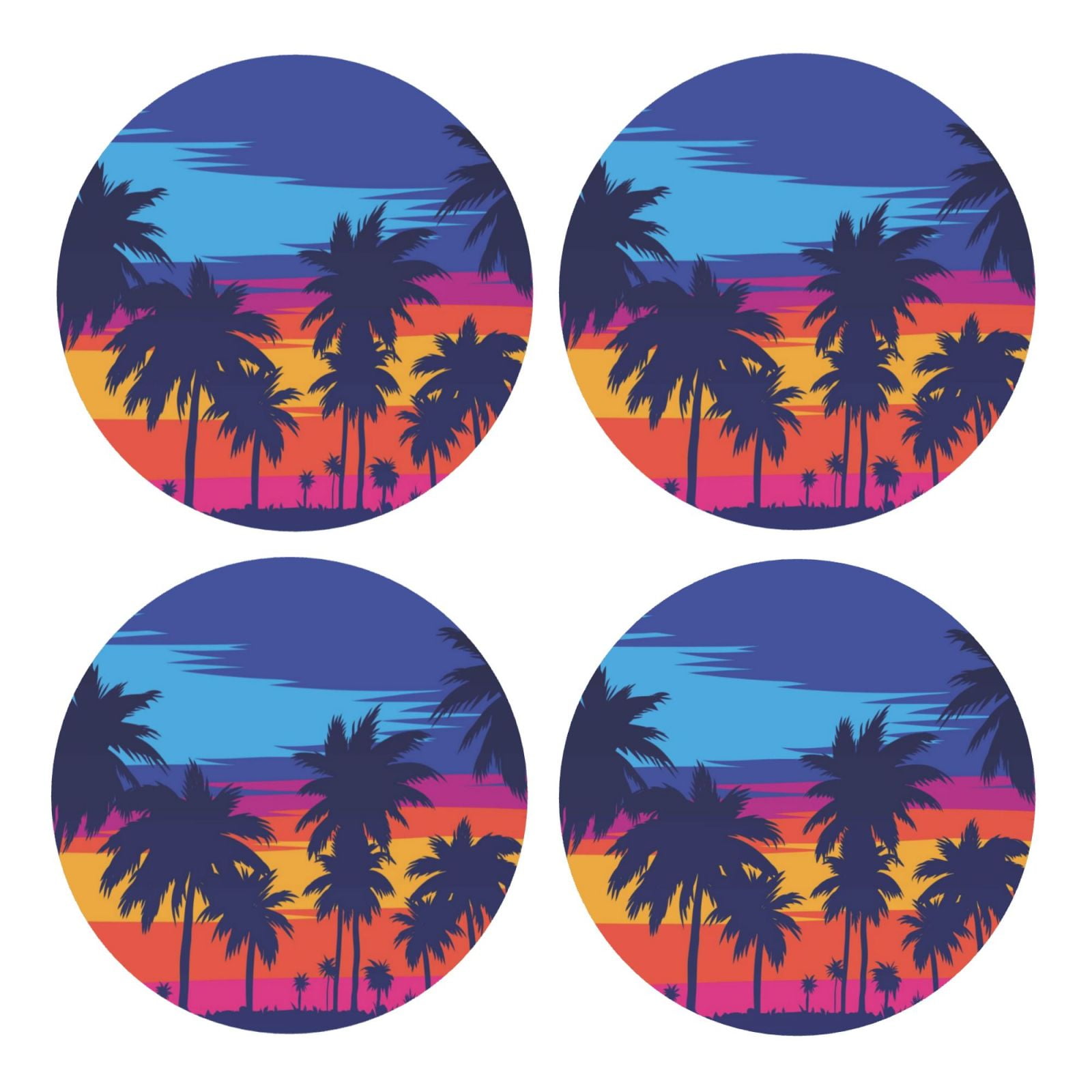 Xecao Beach with Palm Trees for MDF Cork Coaster 4 Pcs,Drink Coasters ...