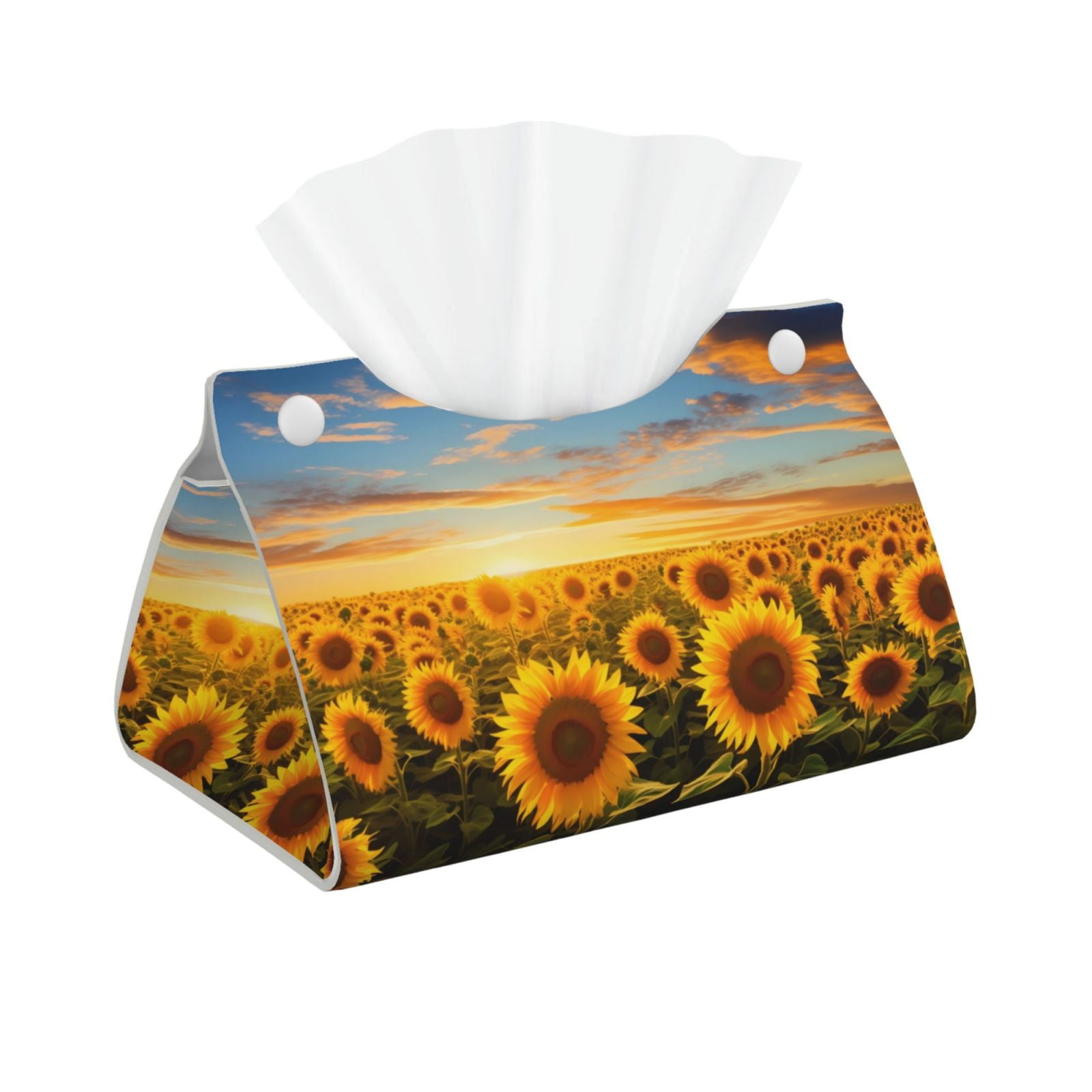 Xecao Beautiful Golden Sunflower Field Print Tissue Box Cover,Modern ...