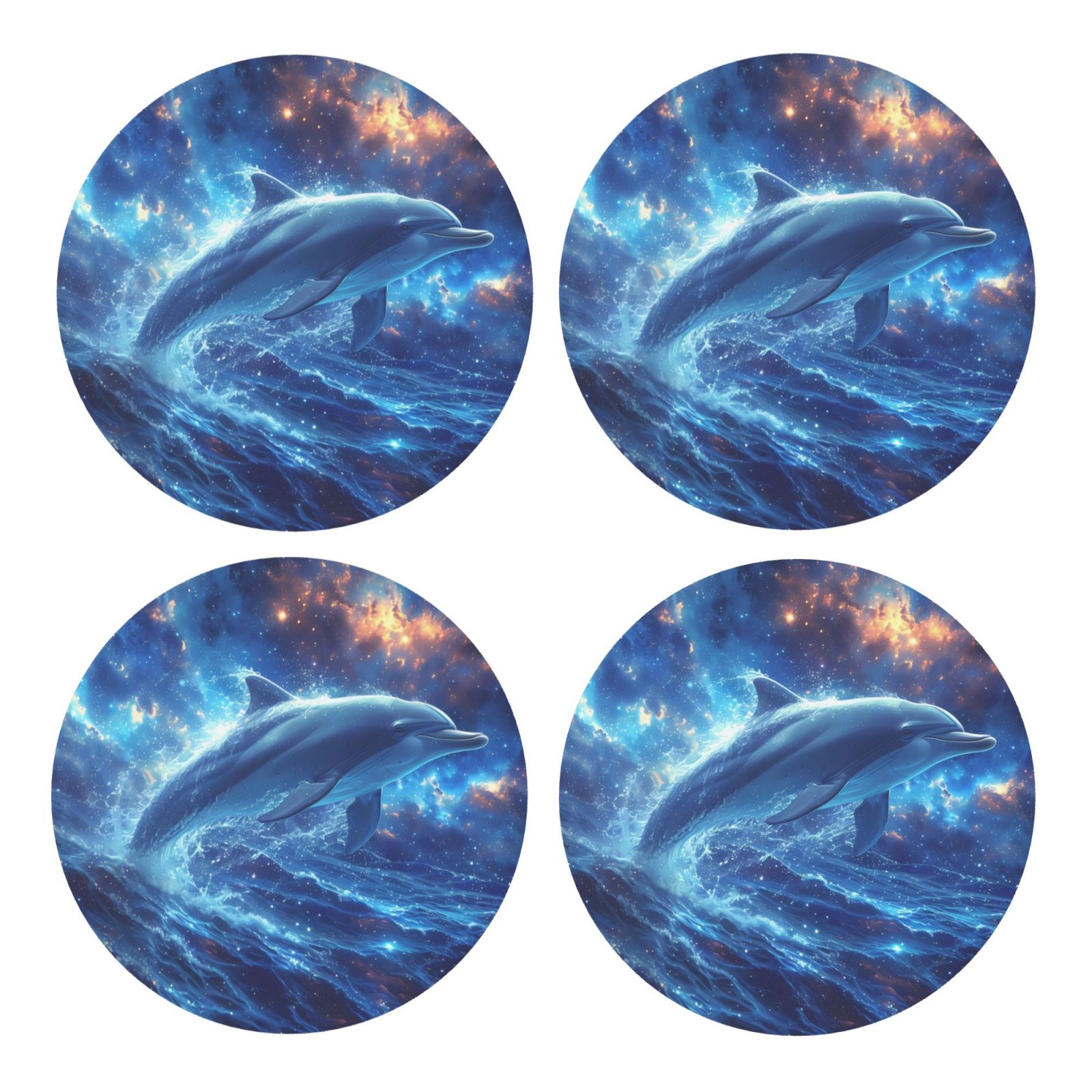 Xecao Beautiful Ocean Dolphin for MDF Cork Coaster 4 Pcs,Drink Coasters ...