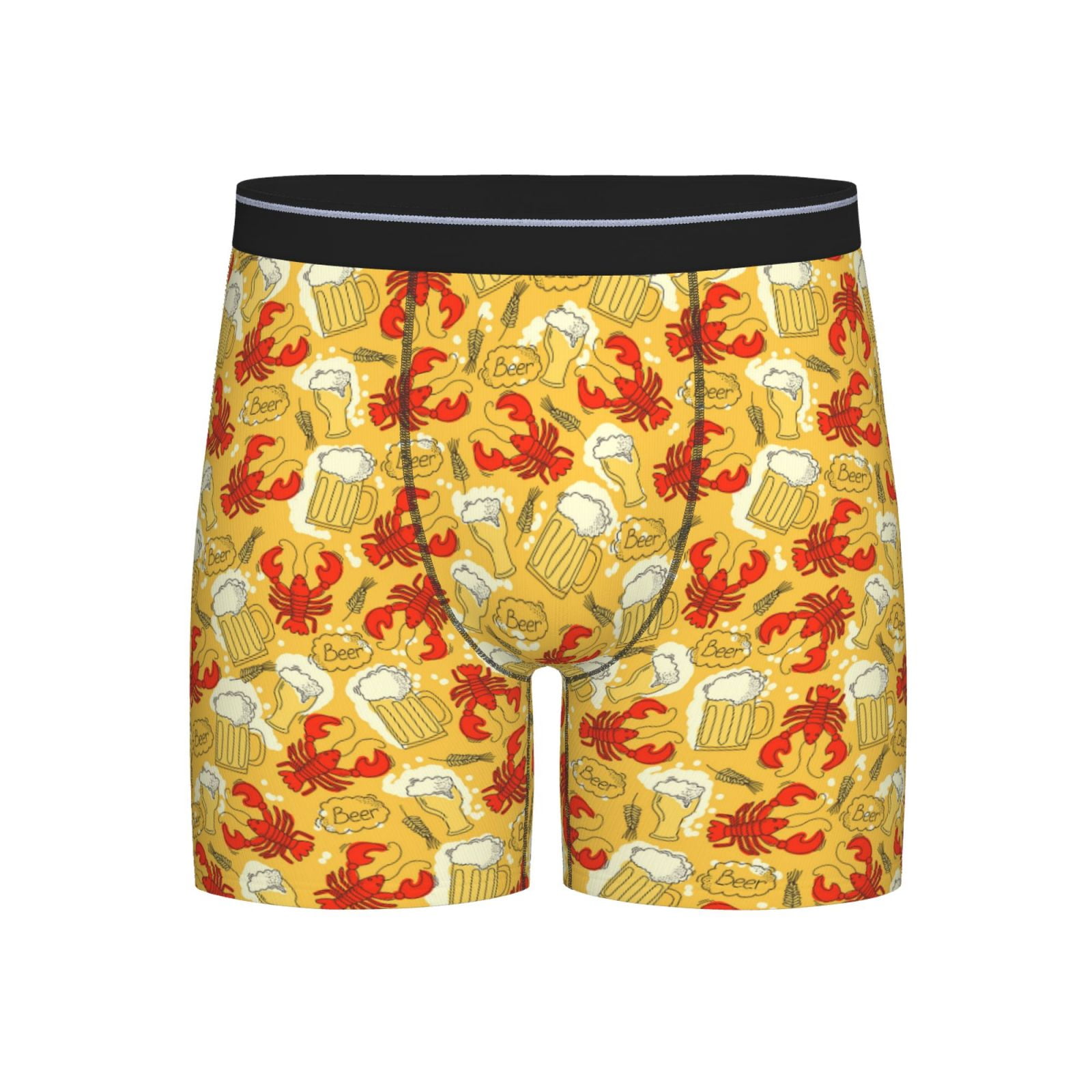 Xecao Beer And Crawfish Print Boxer Briefs for Men's Stretch Moisture ...