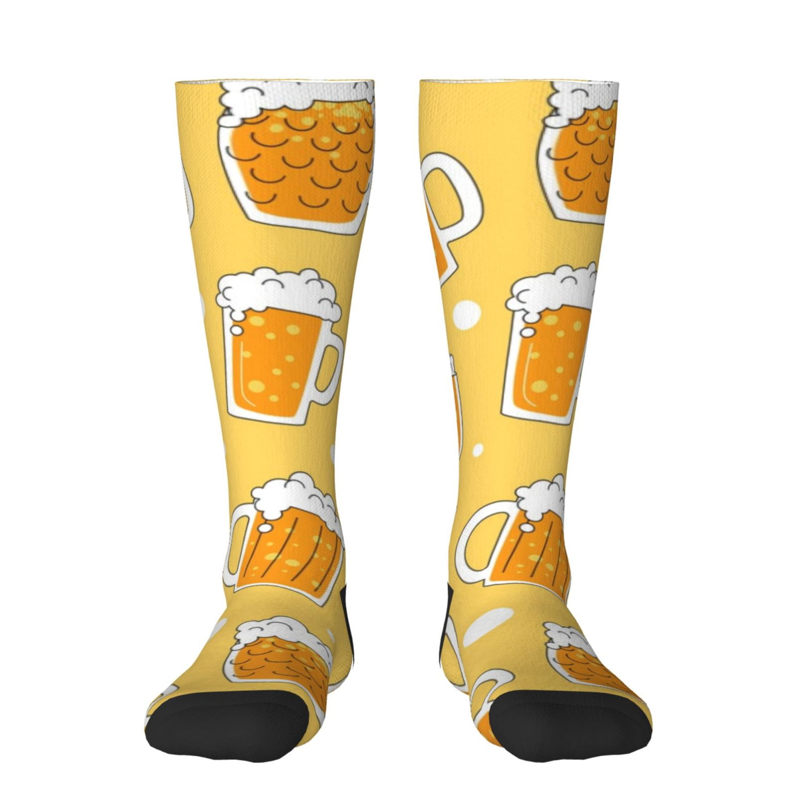 Xecao Beer print thigh-high socks, crafted for both men and women with ...