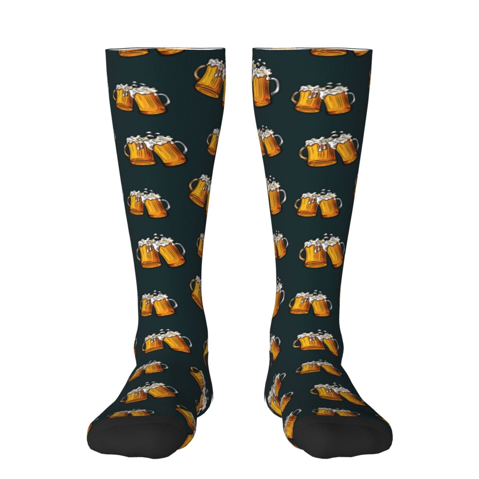 Xecao Beer print thigh-high socks, crafted for both men and women with ...