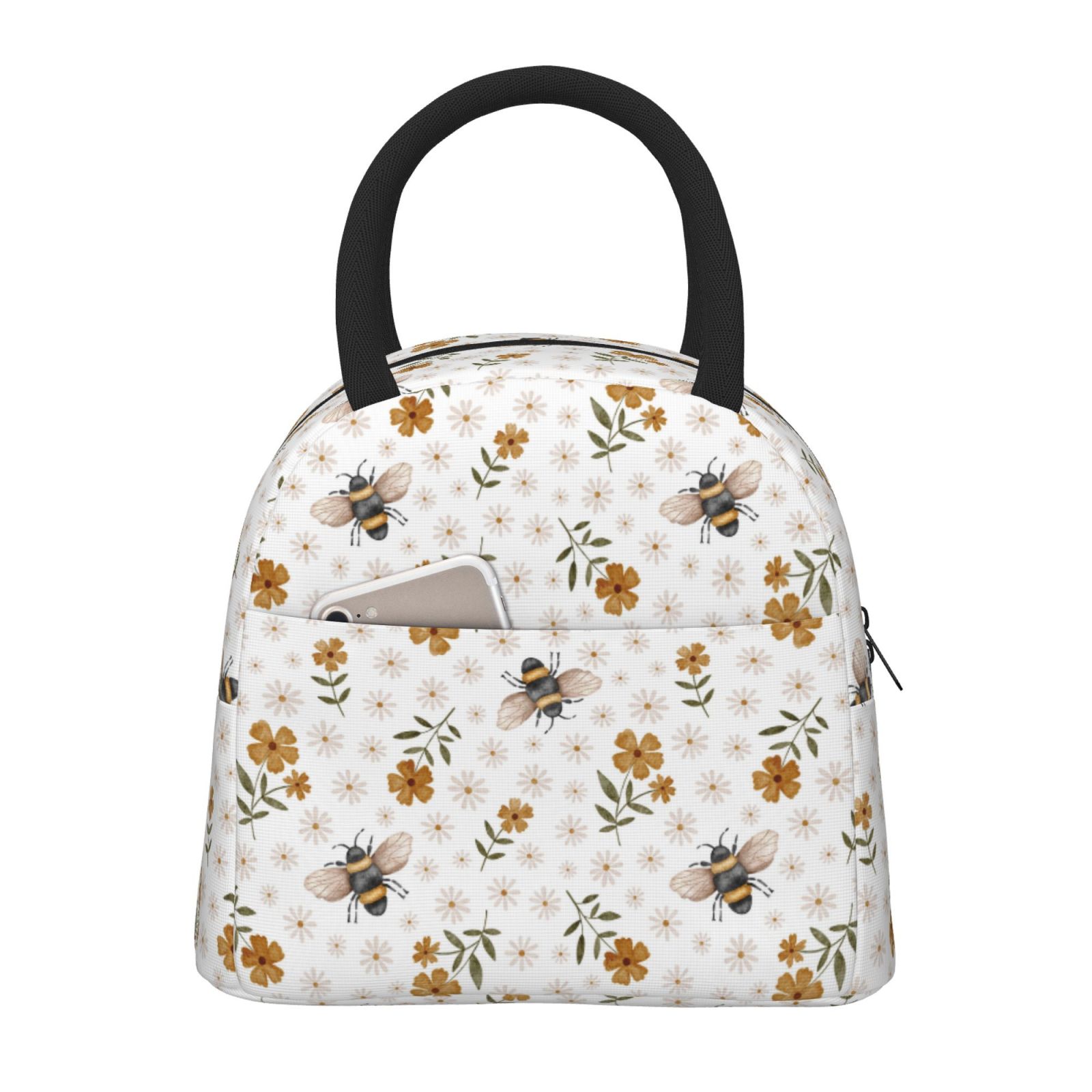 Xecao Bees And Flowers Lunch Bag , an insulated, reusable tote bag ...