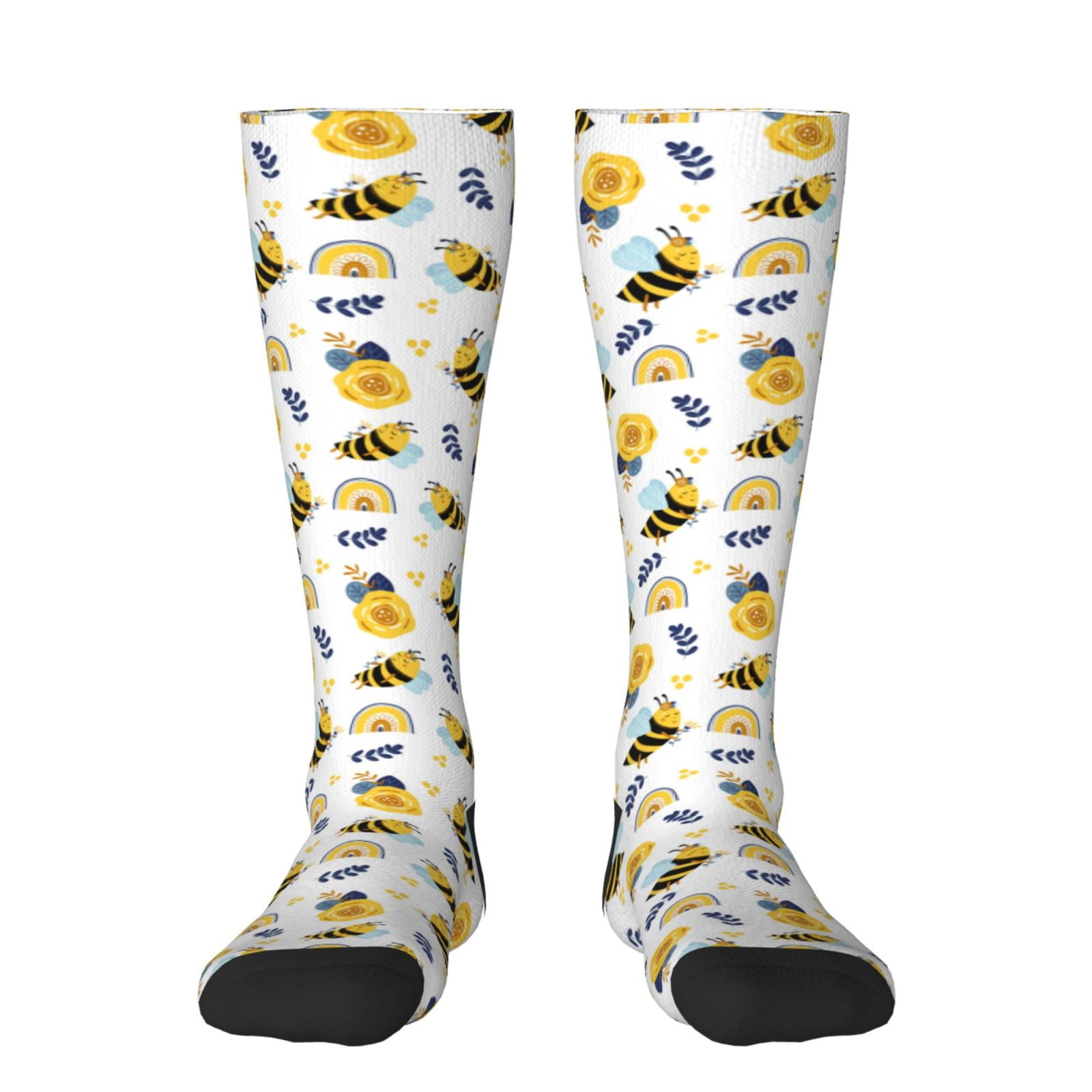 Xecao Bees And Rainbows Print Compression Socks for Both Men And Women ...