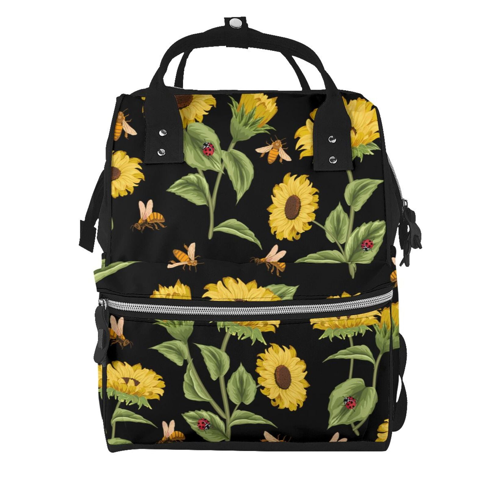 Xecao Bees and Sunflowers print Large Capacity Nappy Bag is a multi ...