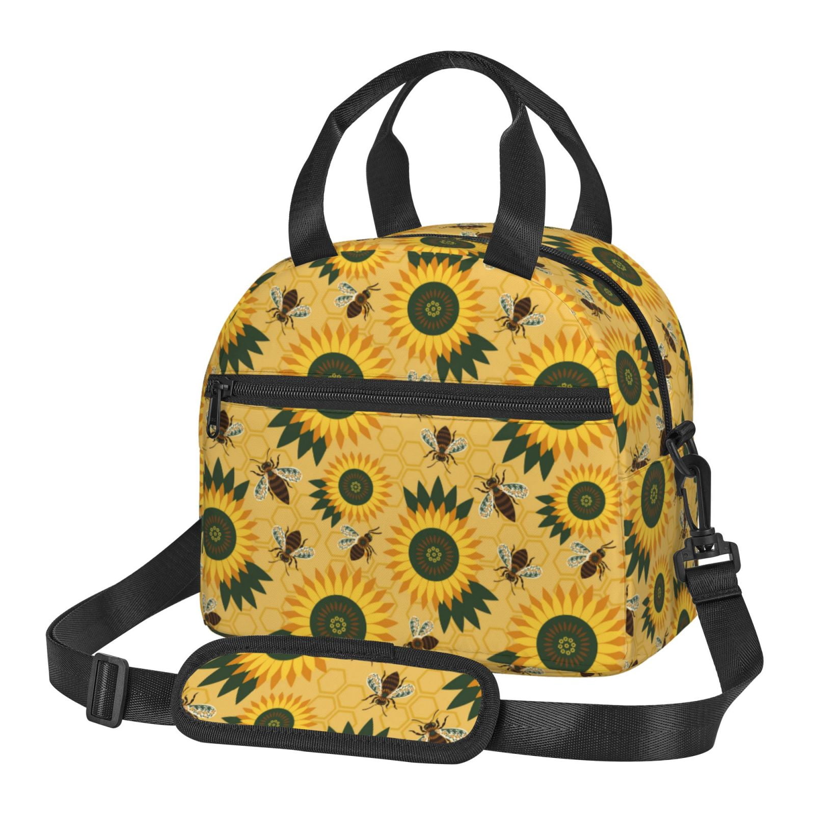 Xecao Bees and Sunflowers Print Insulated Lunch Box, Lunch Cags Lunch ...