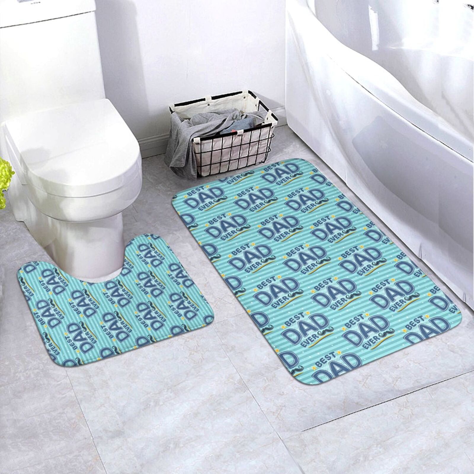 Xecao Best Dad Ever 2-Piece Vintage Seamless Anti-Skid Mat Set ...