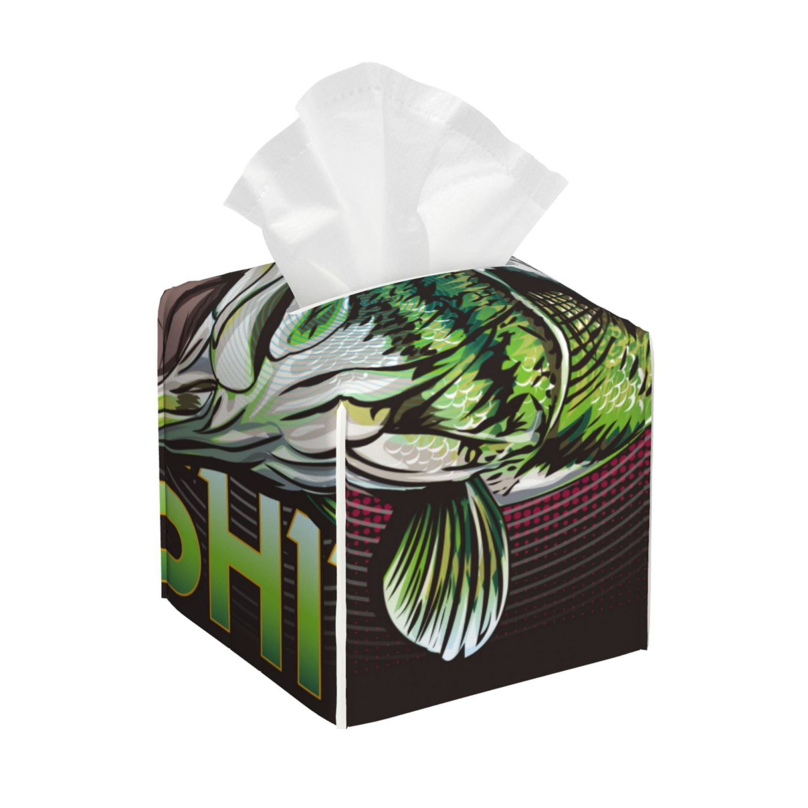 Xecao Big Bass Fish Print Box Cover Holder, Square by Xecao - Leather ...