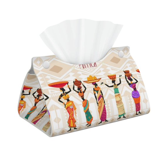 Xecao Black African Woman Print Tissue Box Cover,Modern PVC Leather ...