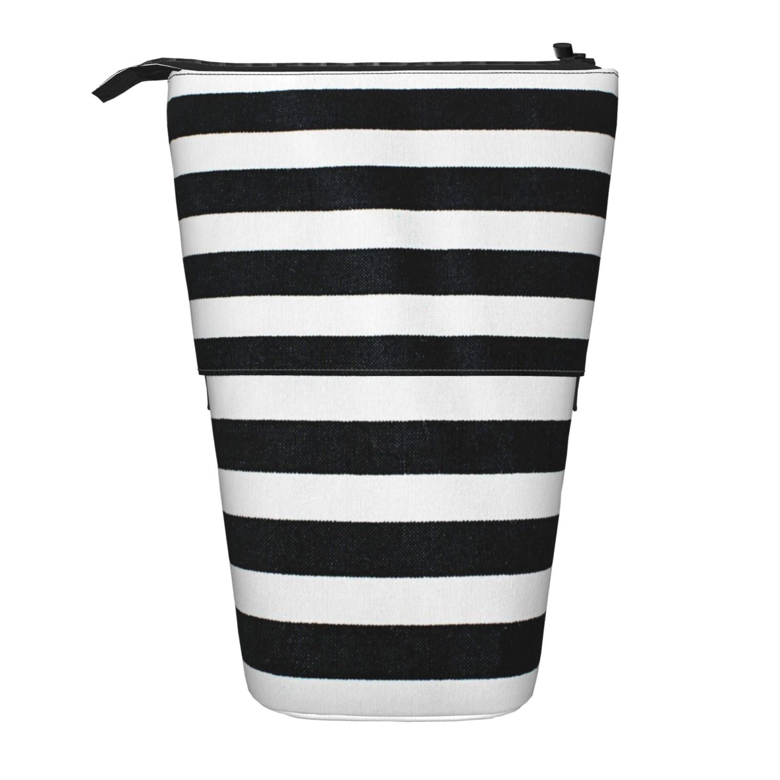 Xecao Black And White Stripes Print Telescopic Pencil Bag Pen Holder ...