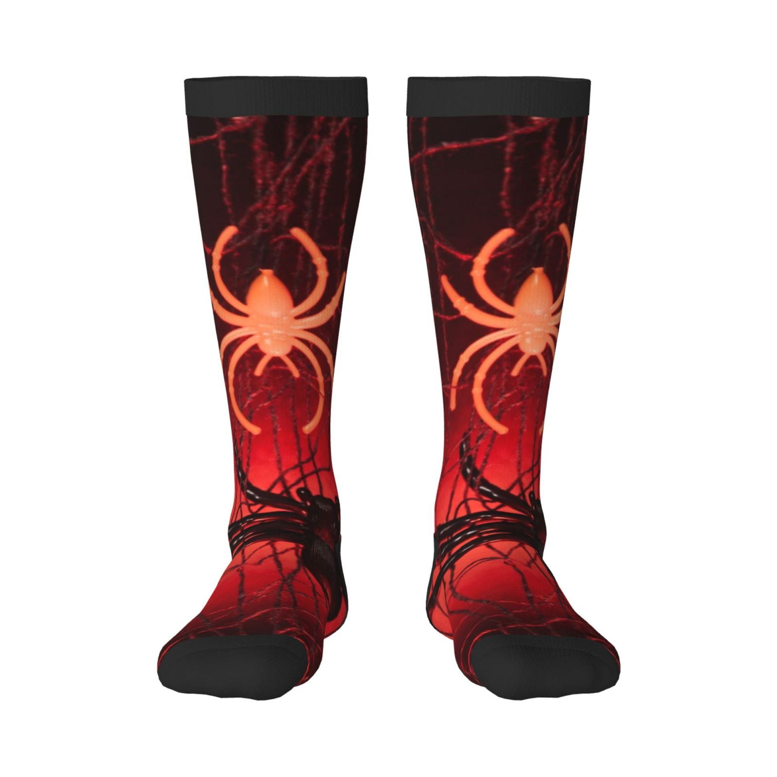 Xecao Black Spider Web With Spiders print thigh-high socks, crafted for ...
