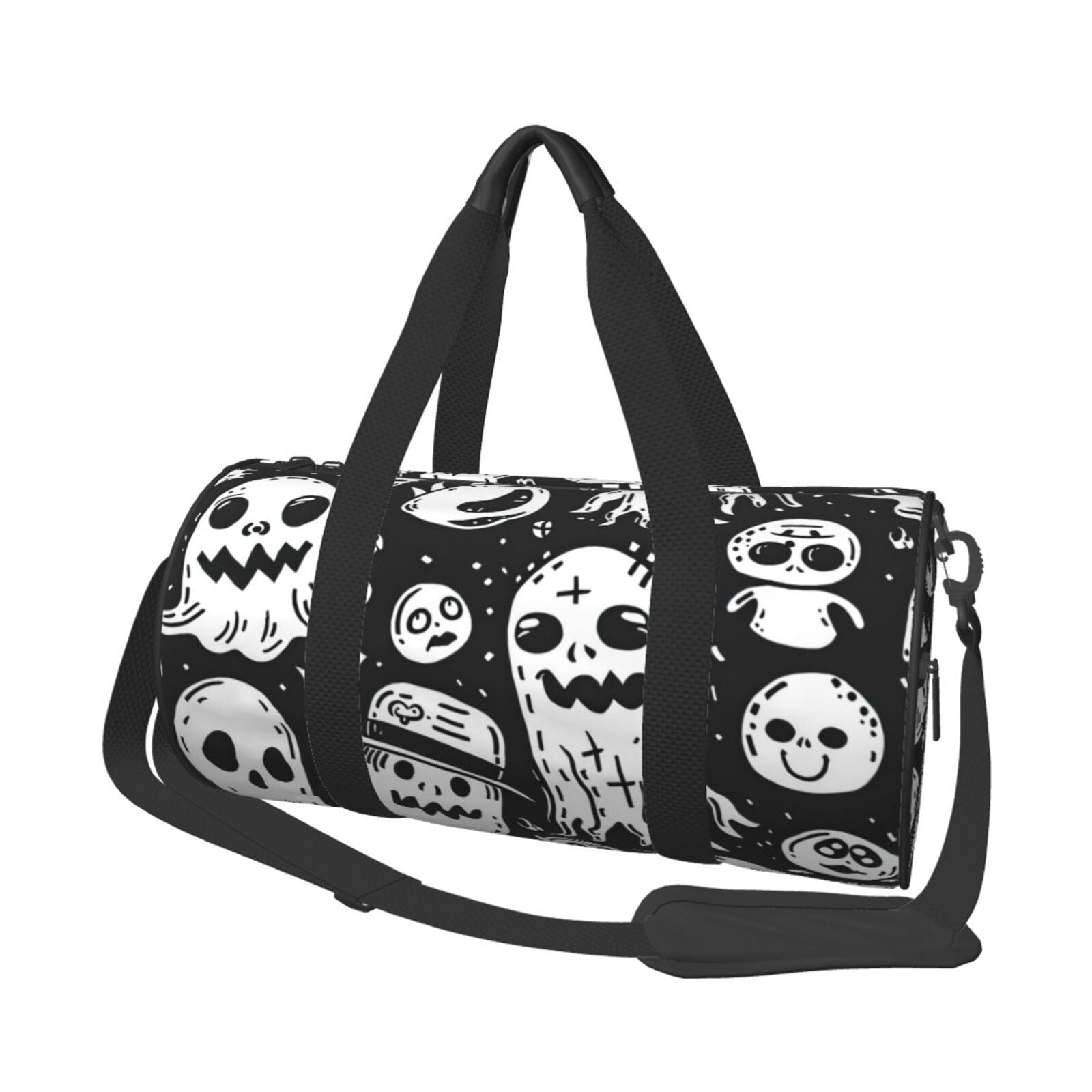 Xecao Black White Spooky Ghosts Print Travel Duffle Bag, Bag Carry On ...
