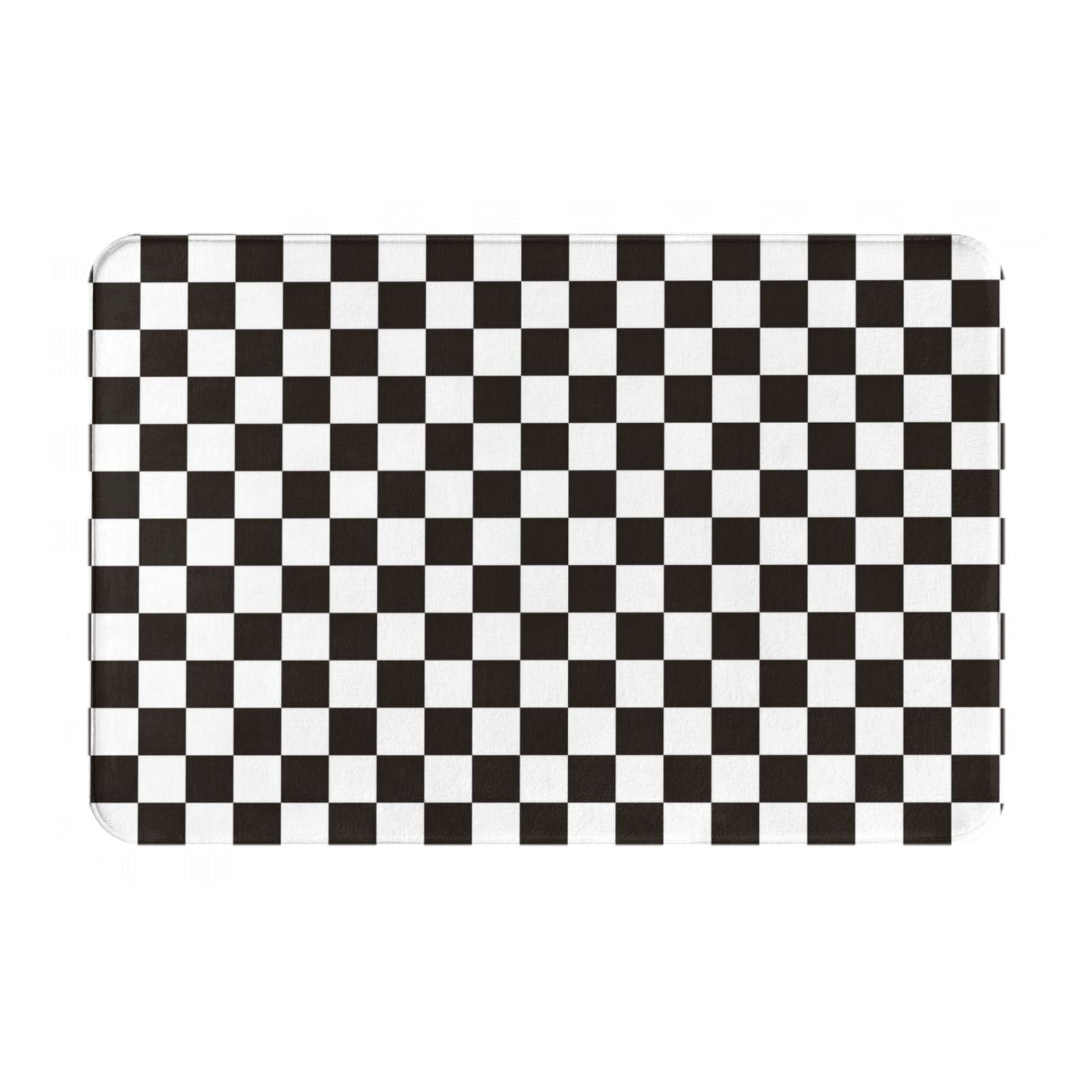 Xecao Black and White Checkerboard print Flannel Mat: Non-slip, 16x24in ...