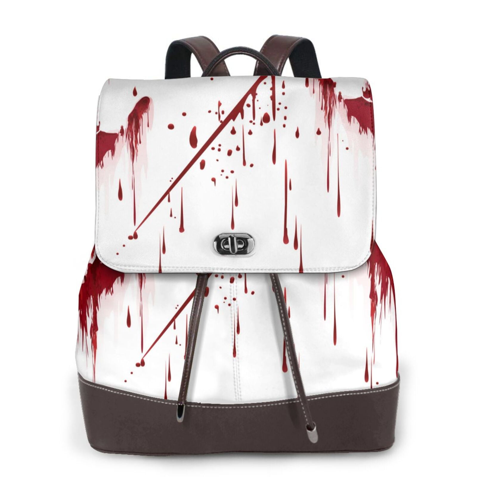 Xecao Bloody Hand Print Large Backpack Soft Leather for Women Travel ...