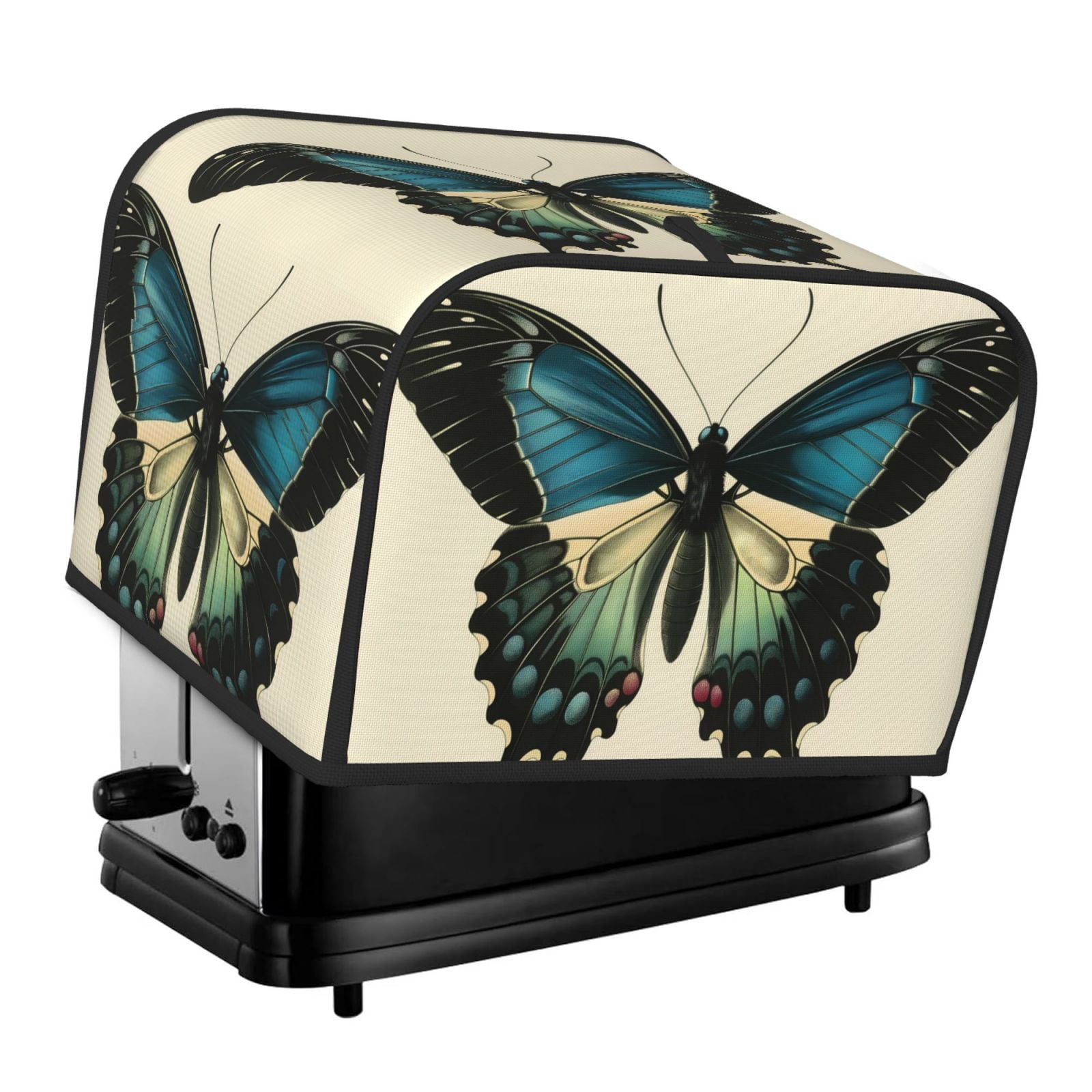 Xecao Blue Black Butterfly Art Print 4 Slice Toaster Cover with Pockets ...