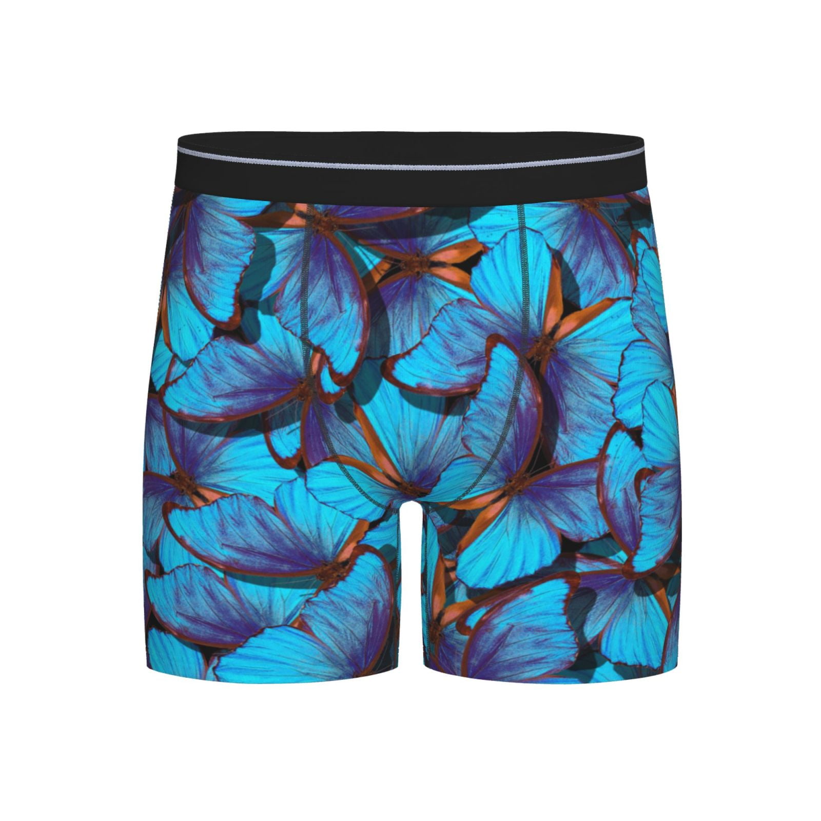 Xecao Blue Butterflies Print Boxer Briefs for Men's Stretch Moisture ...