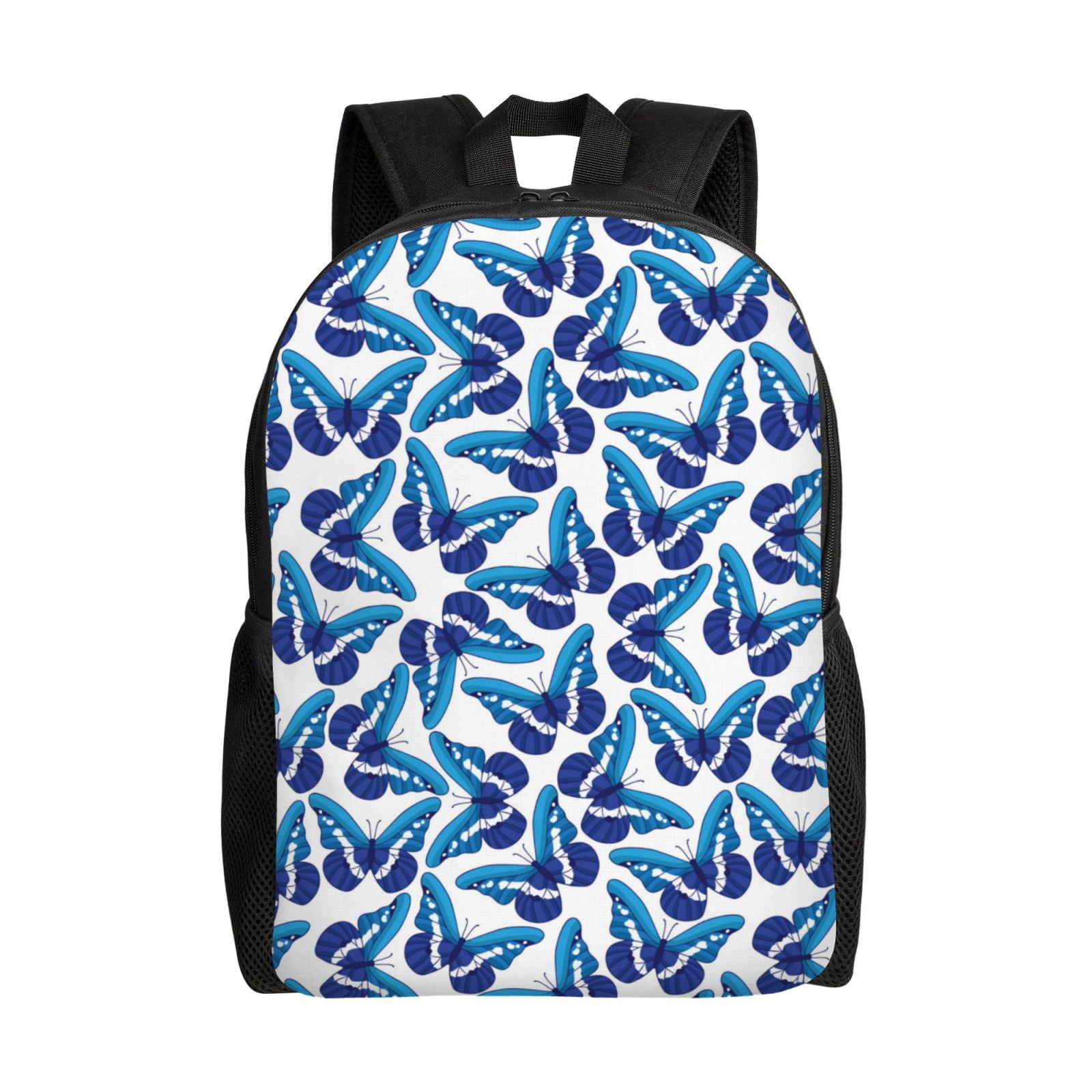 Xecao Blue Butterflies Print School Backpack with Laptop Compartment ...