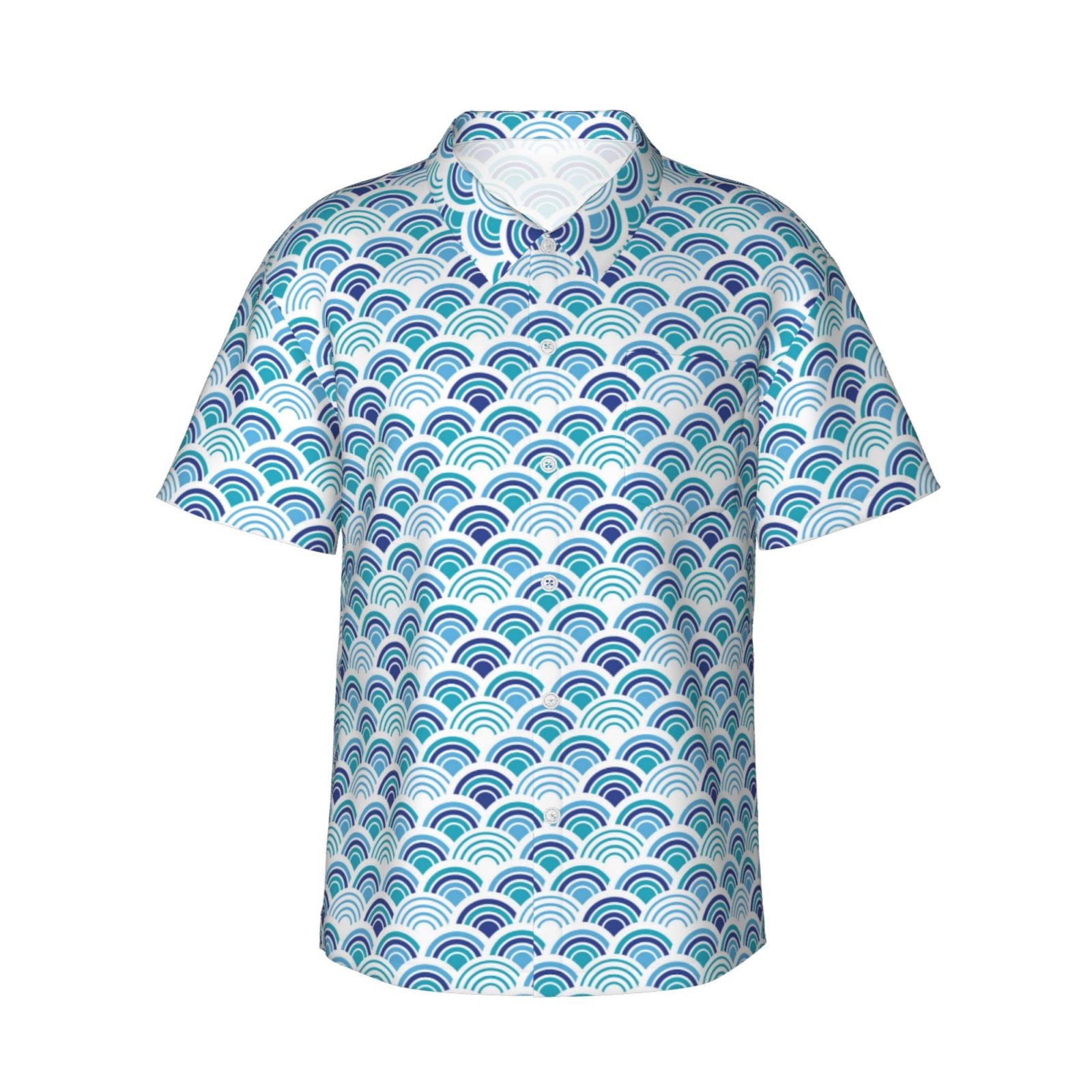 Xecao Blue Fish Scale Texture print Hawaiian shirt - a stylish short ...