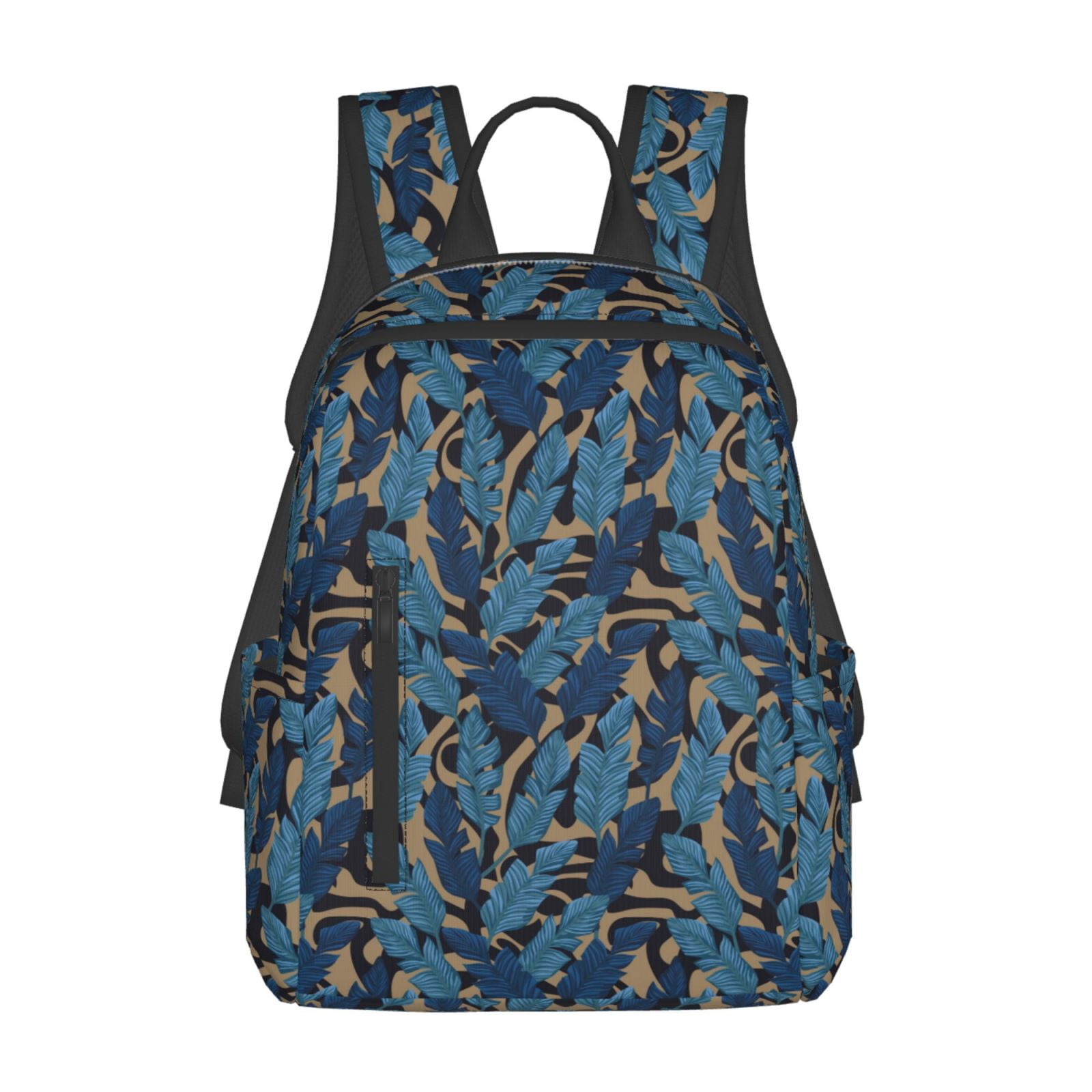 Xecao Blue Leaves A print Backpack For women men Aesthetic Lightweight ...